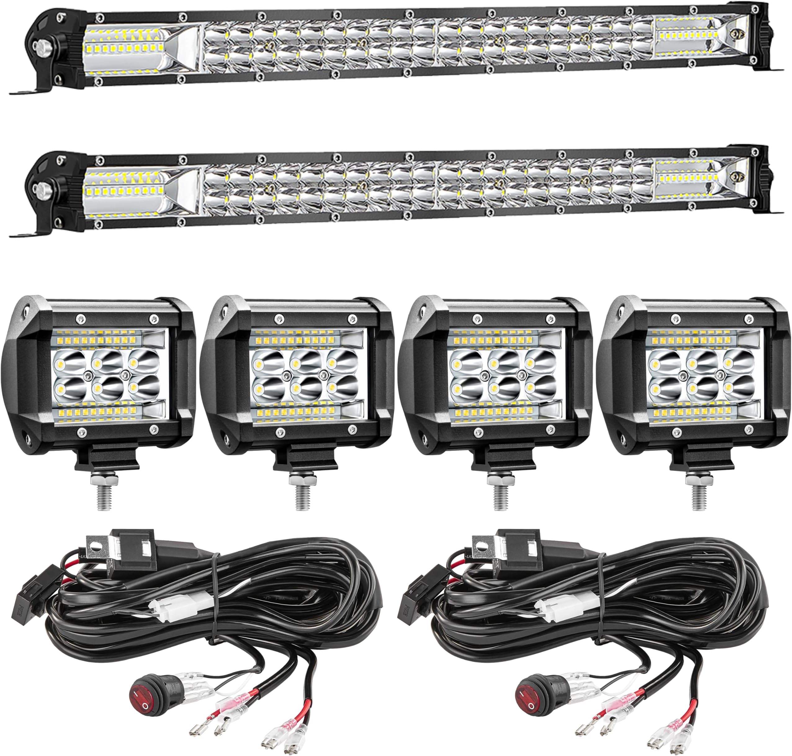 SAN YOUNG LED Light Bar Kits, (2) 20 Inch Slim LED Light Bars, (4) 4 ...