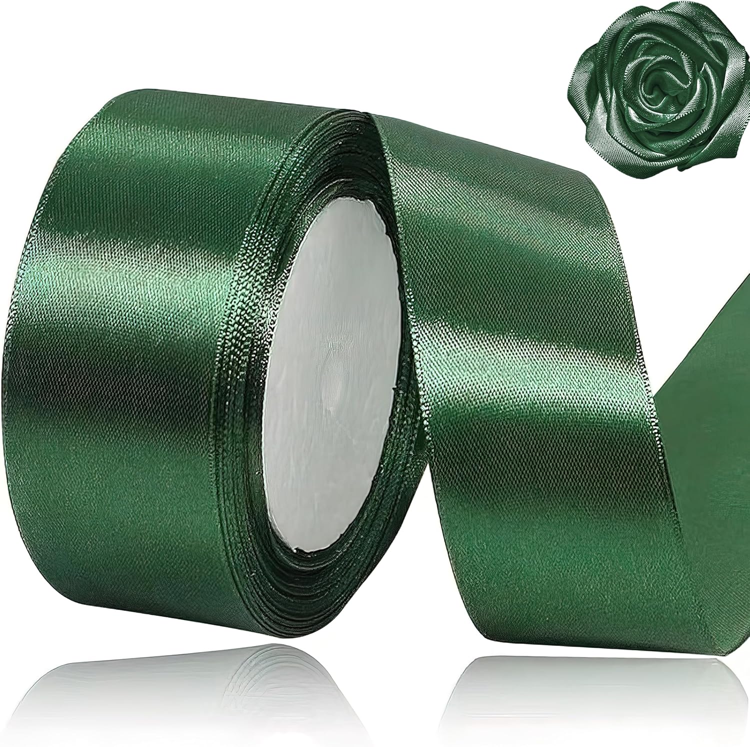 Amazon.com: Dark Green Ribbon 1-1/2 Inch x 25 Yards, Forest Green Satin ...