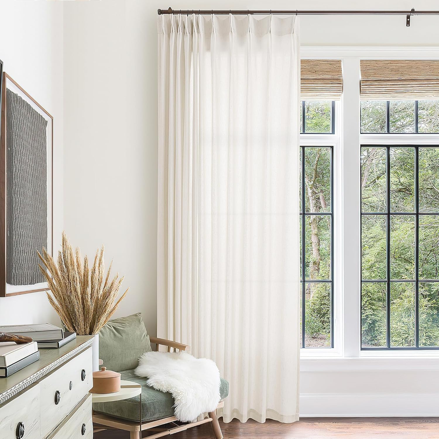 Cream Ivory 72 Inch Wide Curtains 90 Inches Long for Living Room Light ...