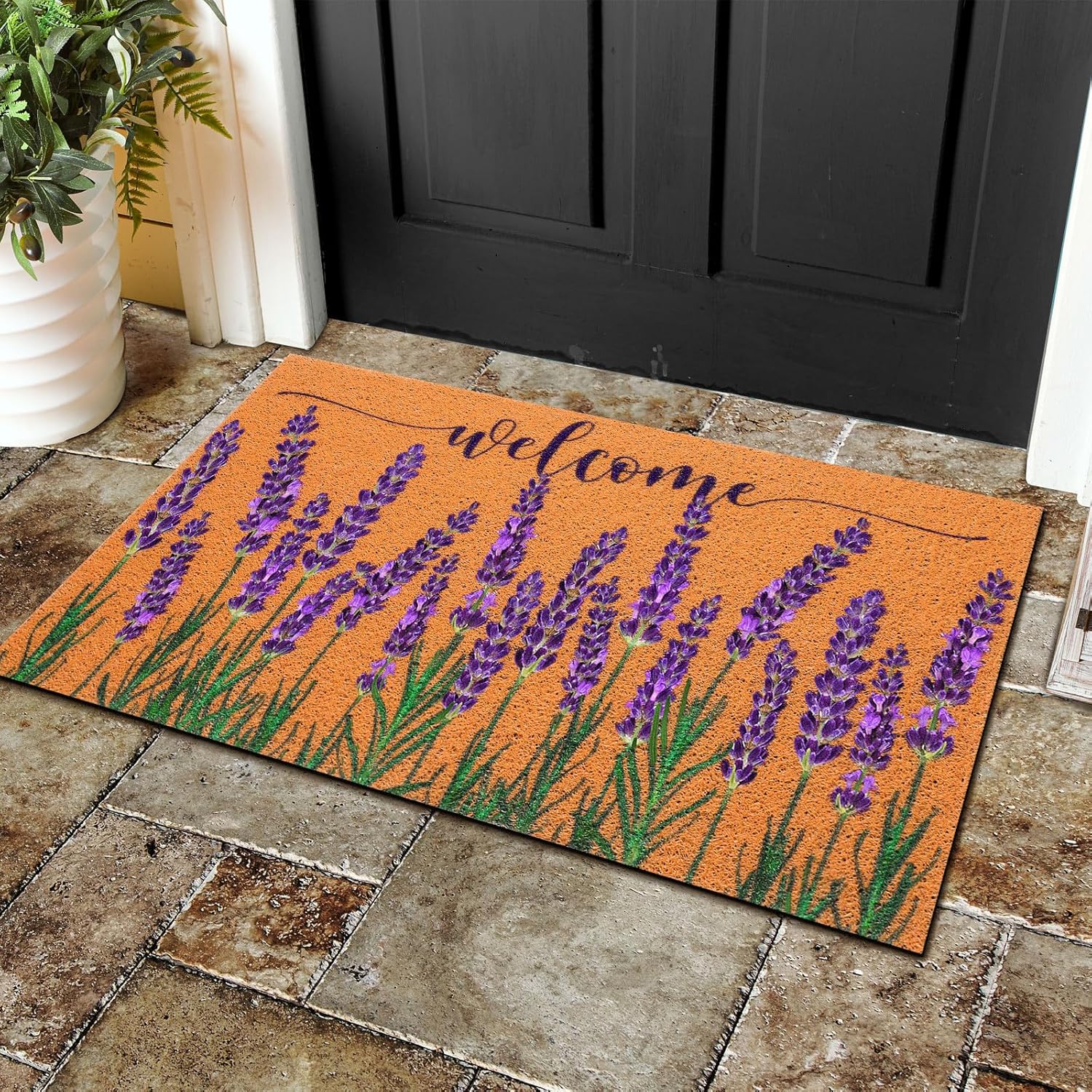 Amazon.com: Hahafelt Lavender Floral Door Mat 17 x 29 Inch Summer ...