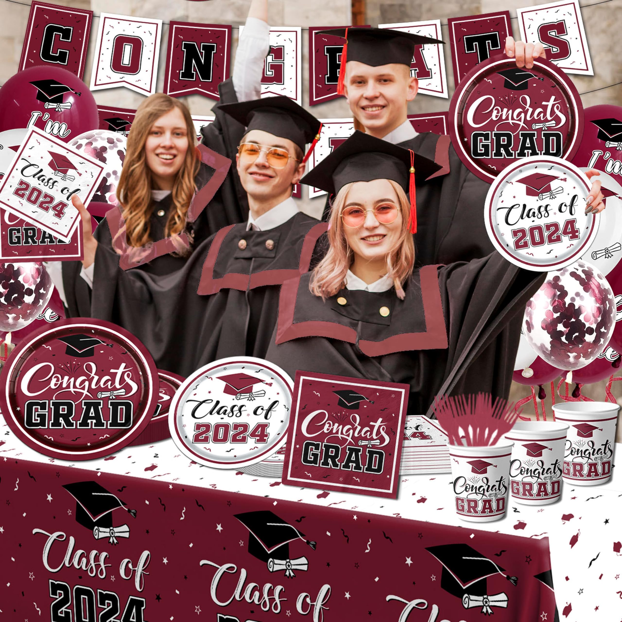 Snapklik.com : Graduation Party Decorations 2024 Maroon Graduation ...