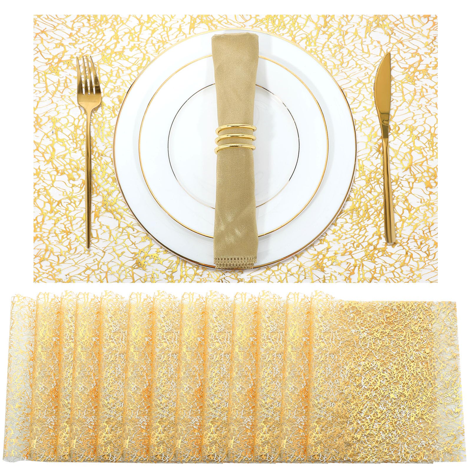 Amazon.com: Perthlin 12 Pcs Gold Disposable Placemats Bulk 12 x 18 Inch ...