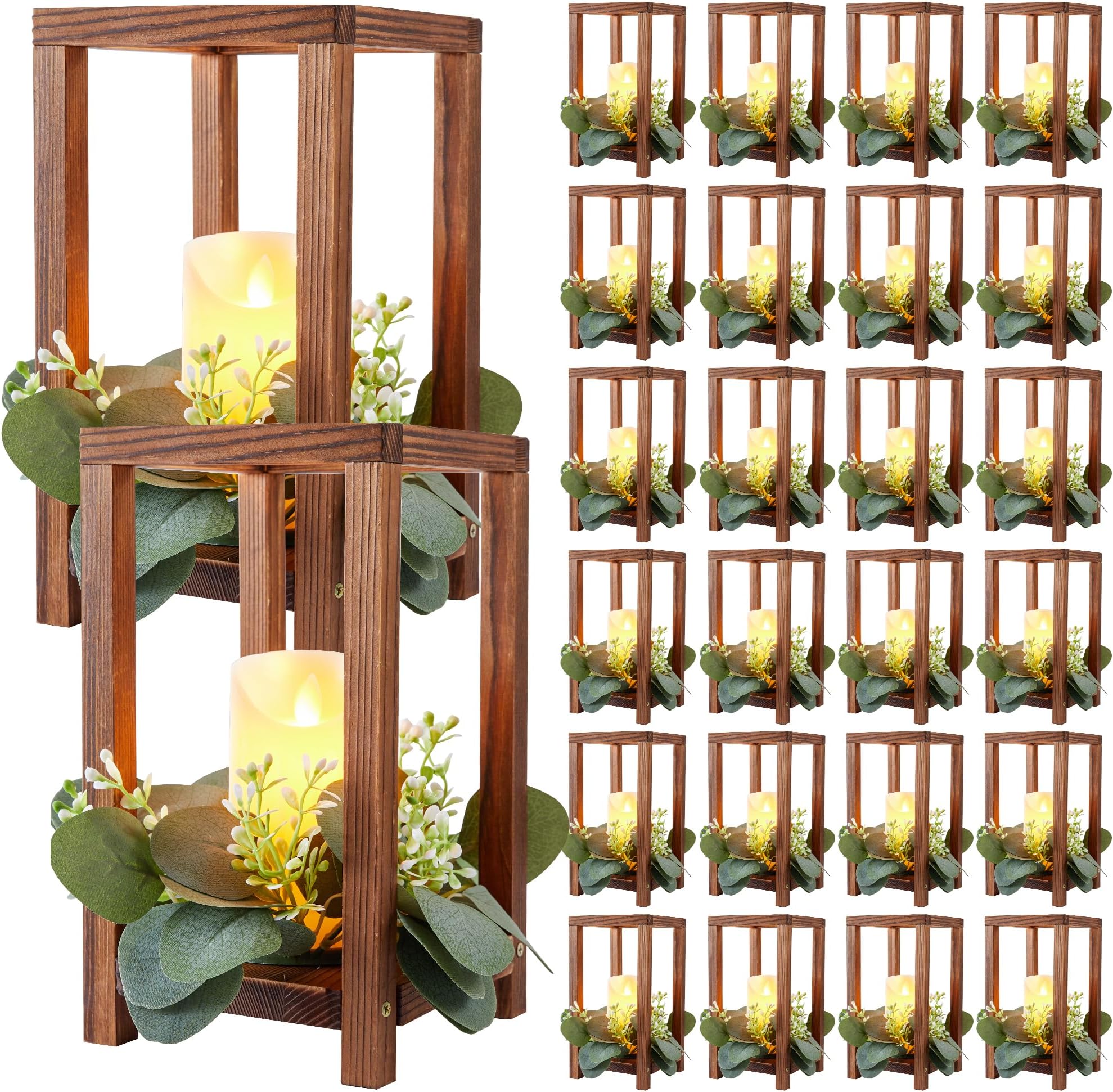 Amazon.com: Layhit 12 Pcs Wooden Candle Lantern Hexagon Wedding Lantern ...