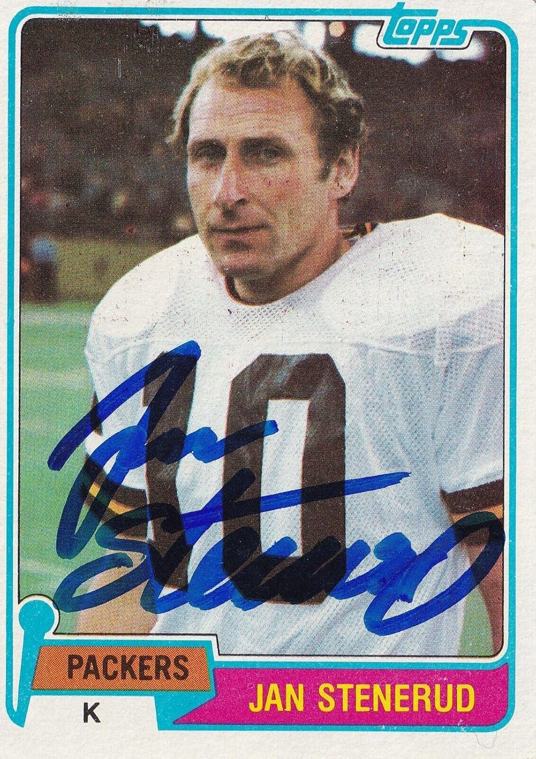 Jan Stenerud Signed 1981 Topps Packers Football Card #387 Autograph ...