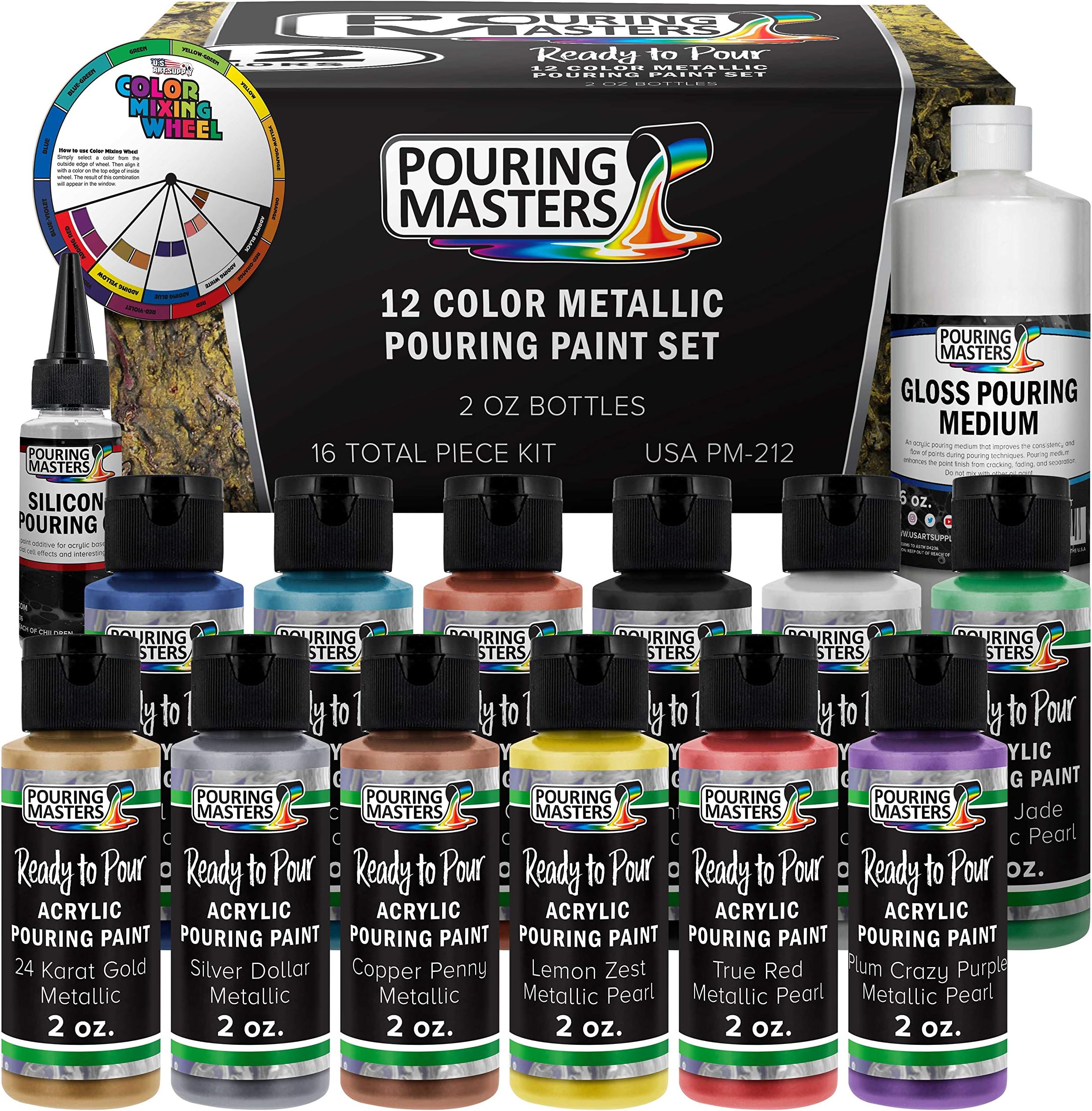 Amazon.com: Acrylic Pouring Paint Set - 30 Basic, Neon, Metallic, and ...