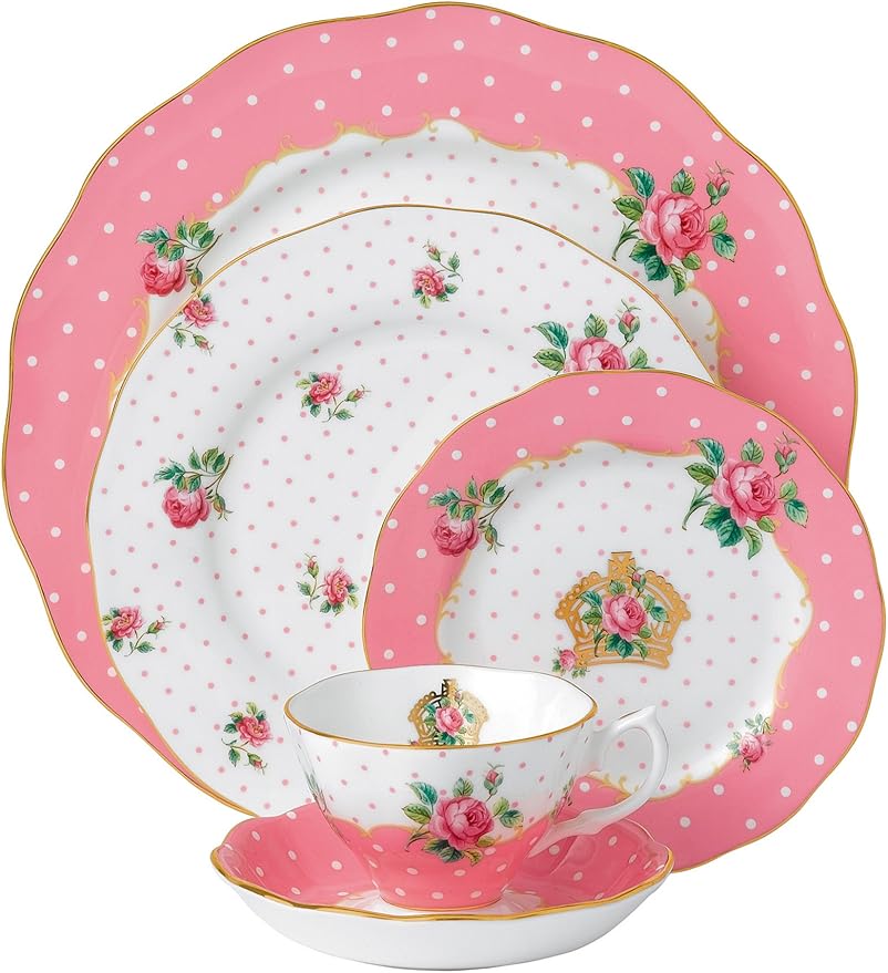 Amazon.com | Royal Albert Cheeky Pink 5-Piece Place Setting, Multi ...