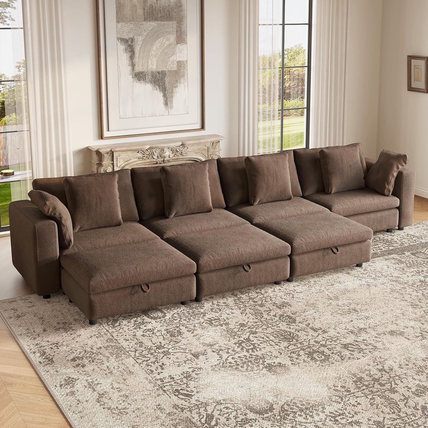 Amazon.com: QEZEOM Large Modular Sectional Sofa for Living Room, 155 ...