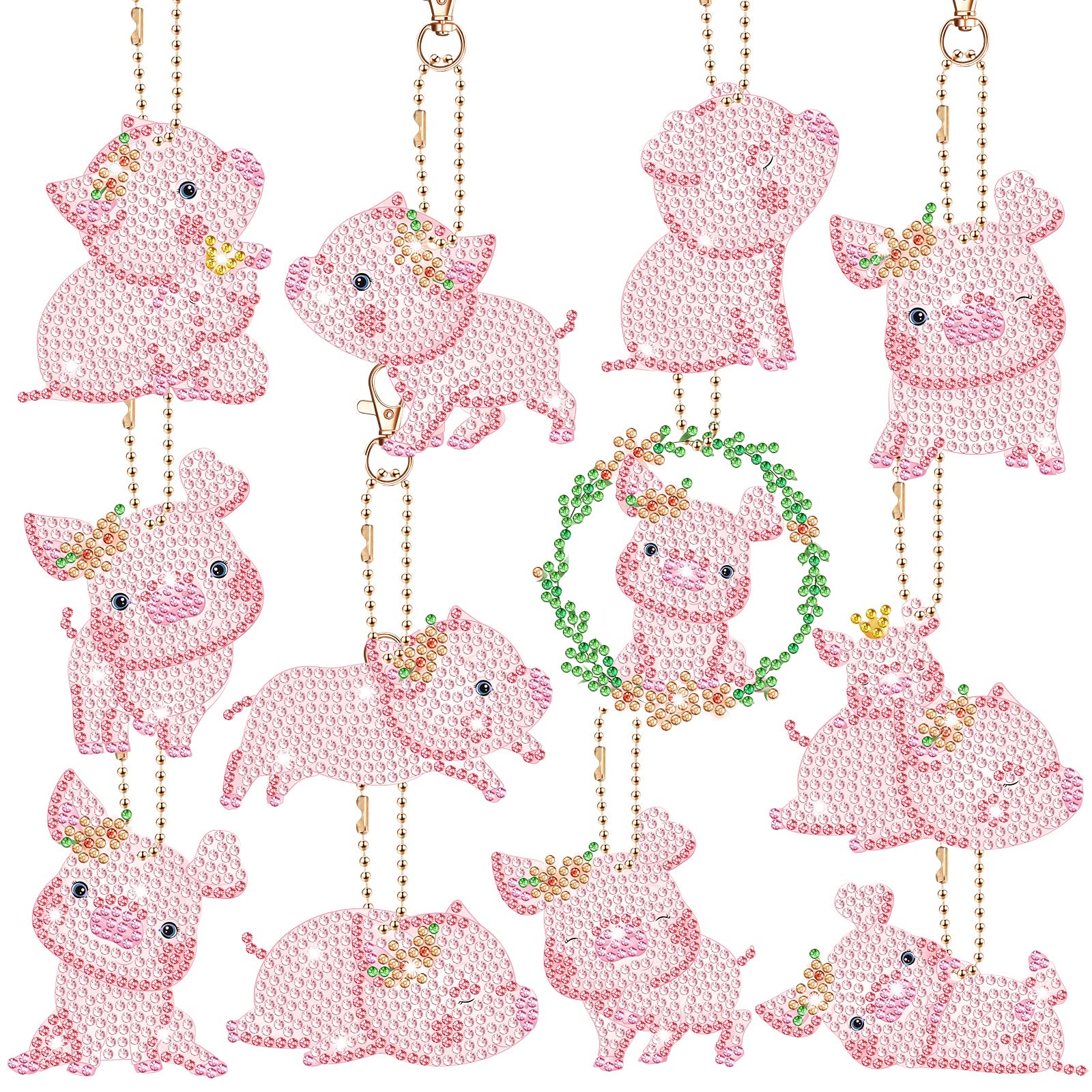 Amazon.com: Kigeli 12 Pcs Pig Diamond Painting Keychains Kit DIY Cute ...