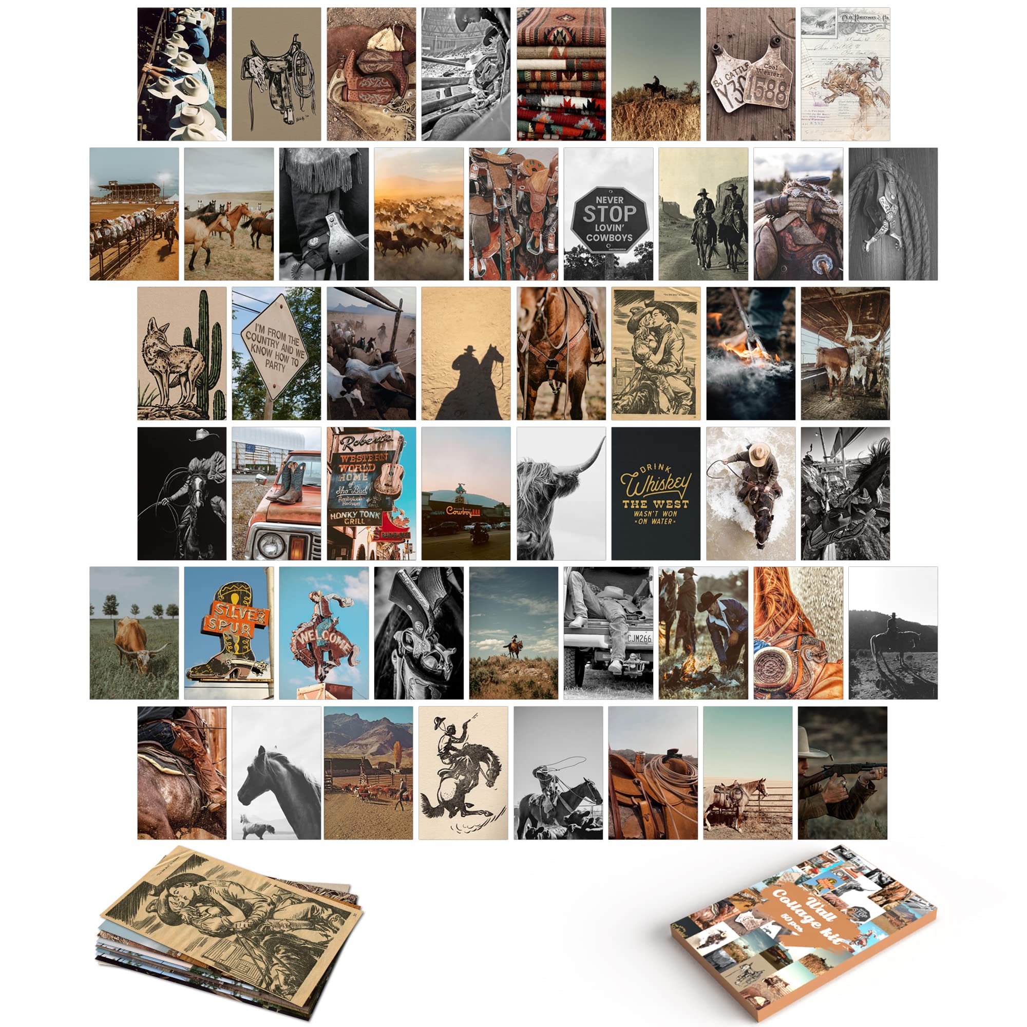 Buy Western Wall Collage Kit (Set of 50) 4x6inch - Cowboy & Cowgirl ...