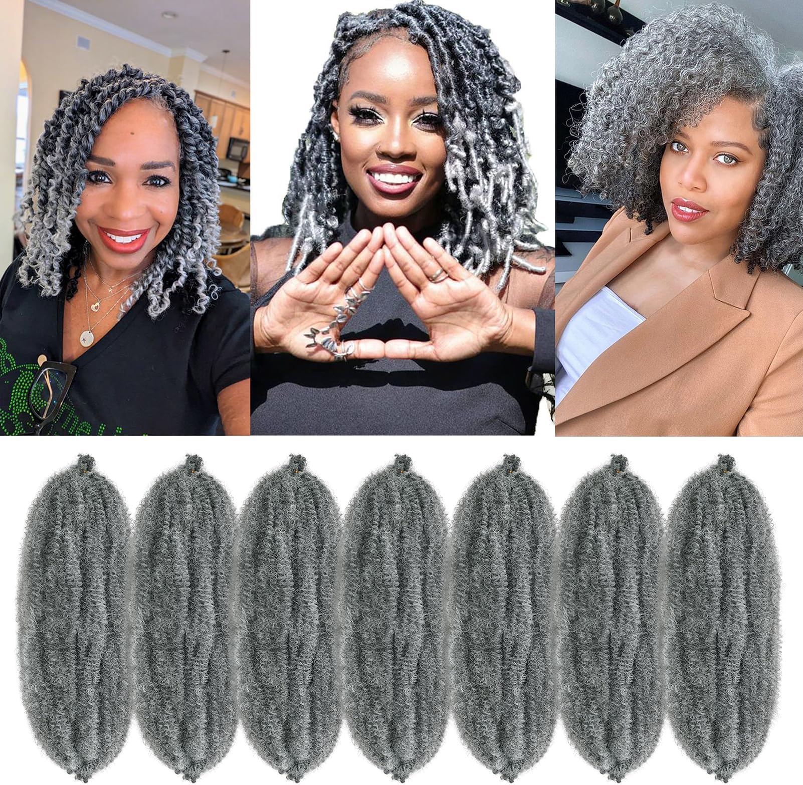 Amazon.com : Marley Hair 16 Inch 7 Packs Pre Separated Springy Afro ...