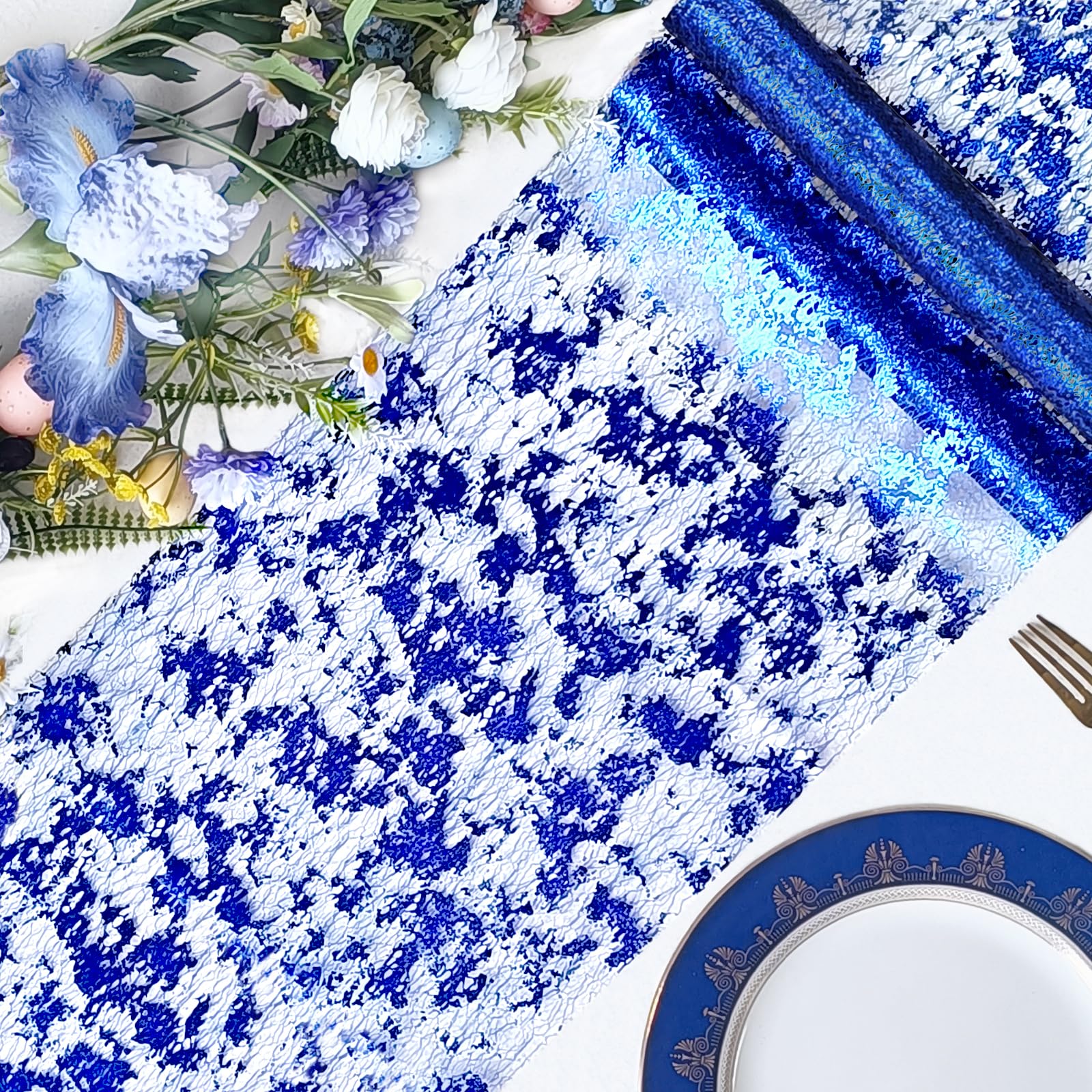 Amazon.com: FEXIA Royal Blue Table Runner 20FT Long Glitter Graduation ...