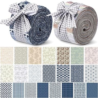Amazon.com: 80 Pcs Cotton Fabric Roll up Fabric Strips Bundle Quilting ...