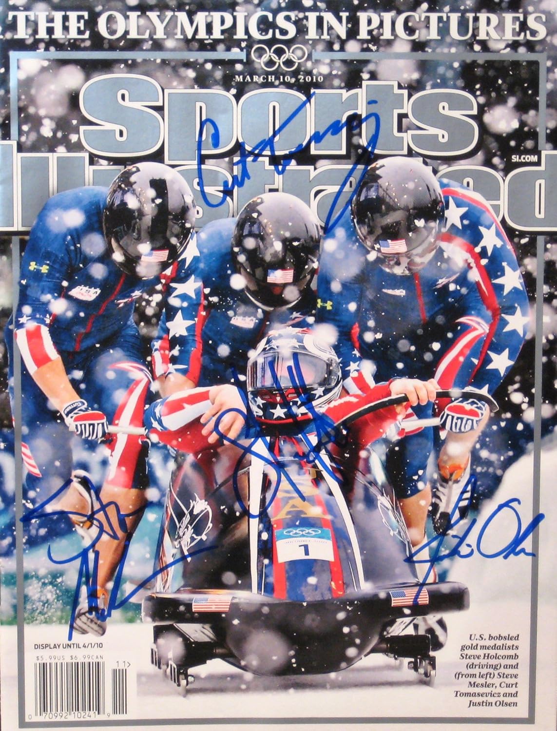 USA Bobsled 2010 autographed Sports Illustrated Magazine 3/10/10 at ...