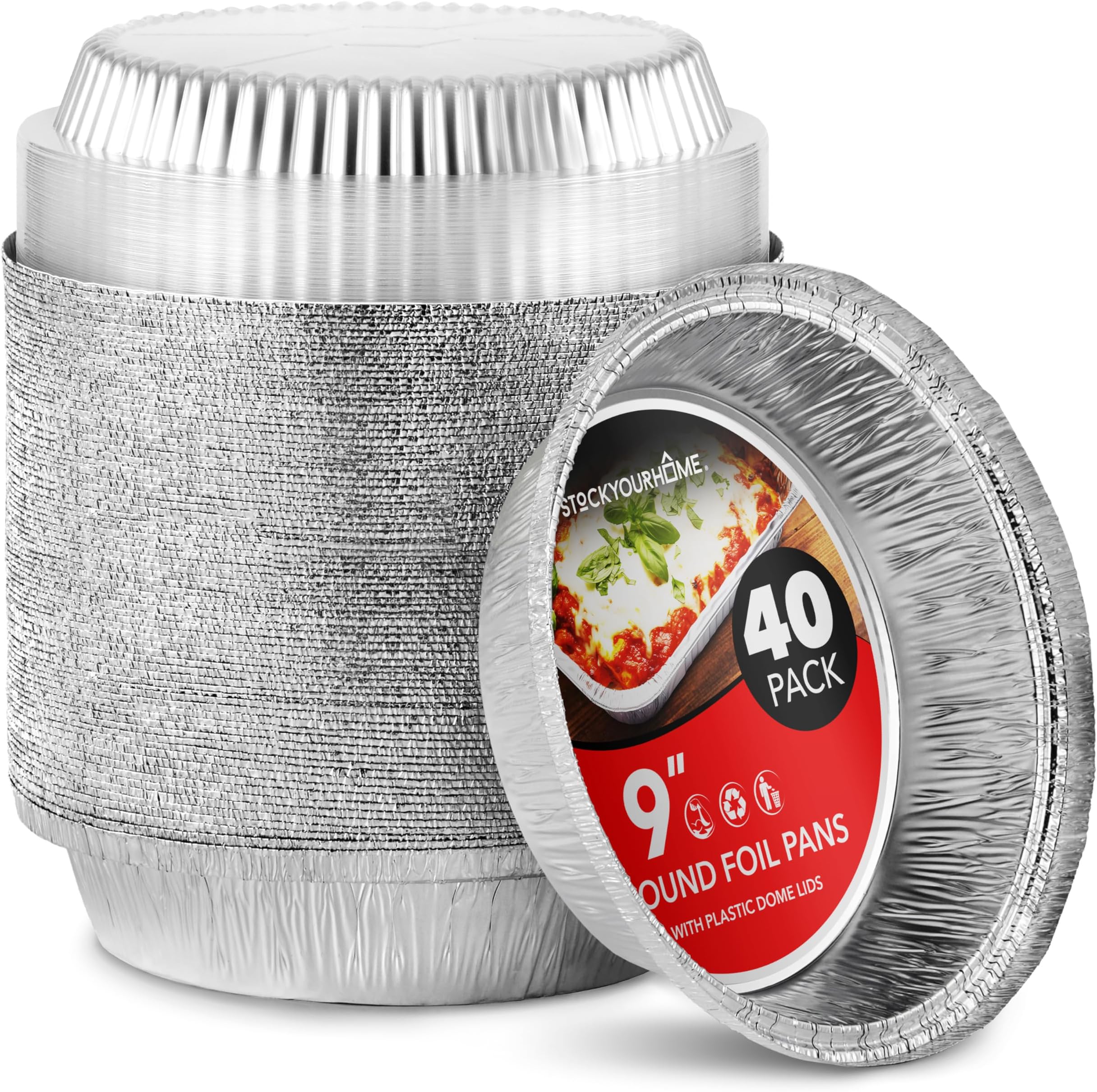 Amazon.com: Stock Your Home 9" Round Aluminum Foil Pans with Lids (40 ...