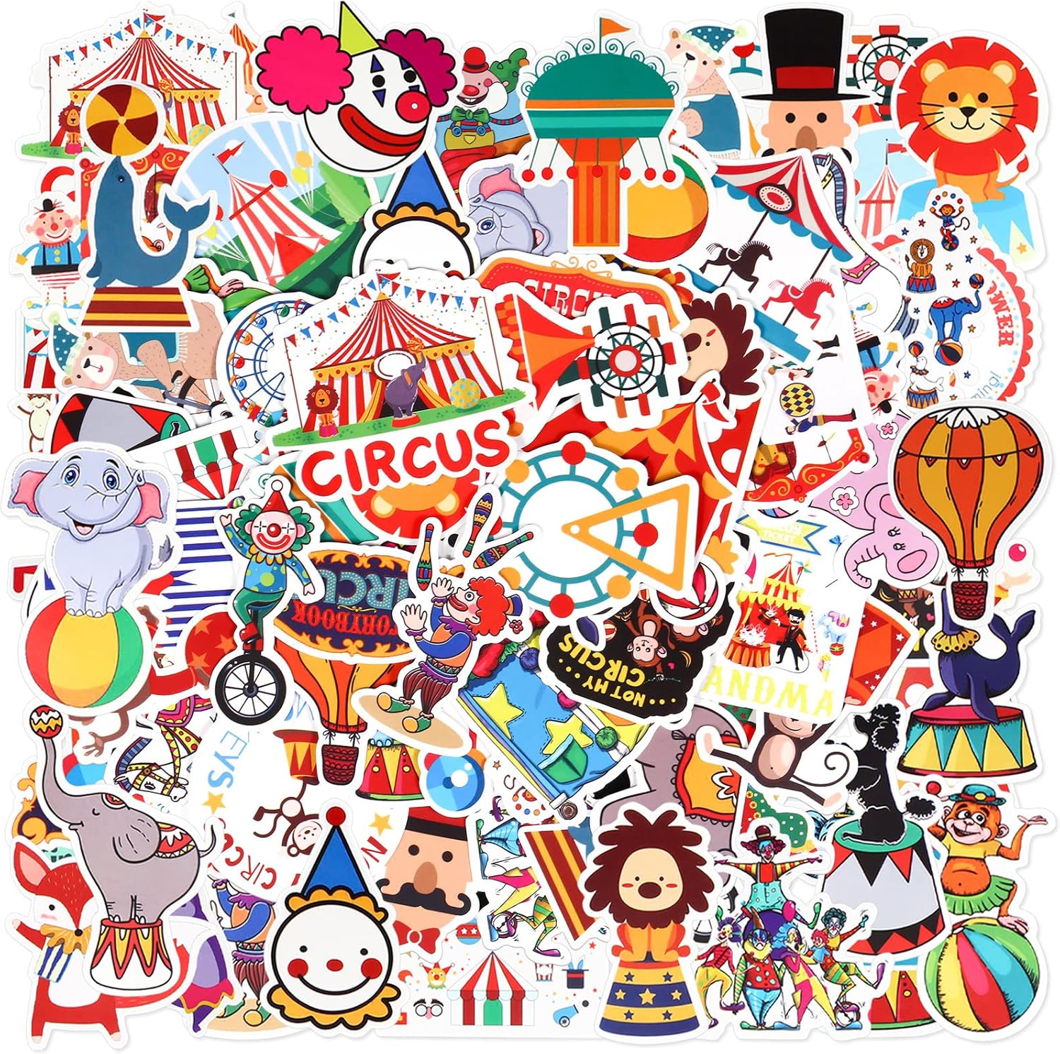 Amazon.com: Chinco 100 Pcs Circus Party Favors Stickers Vinyl ...
