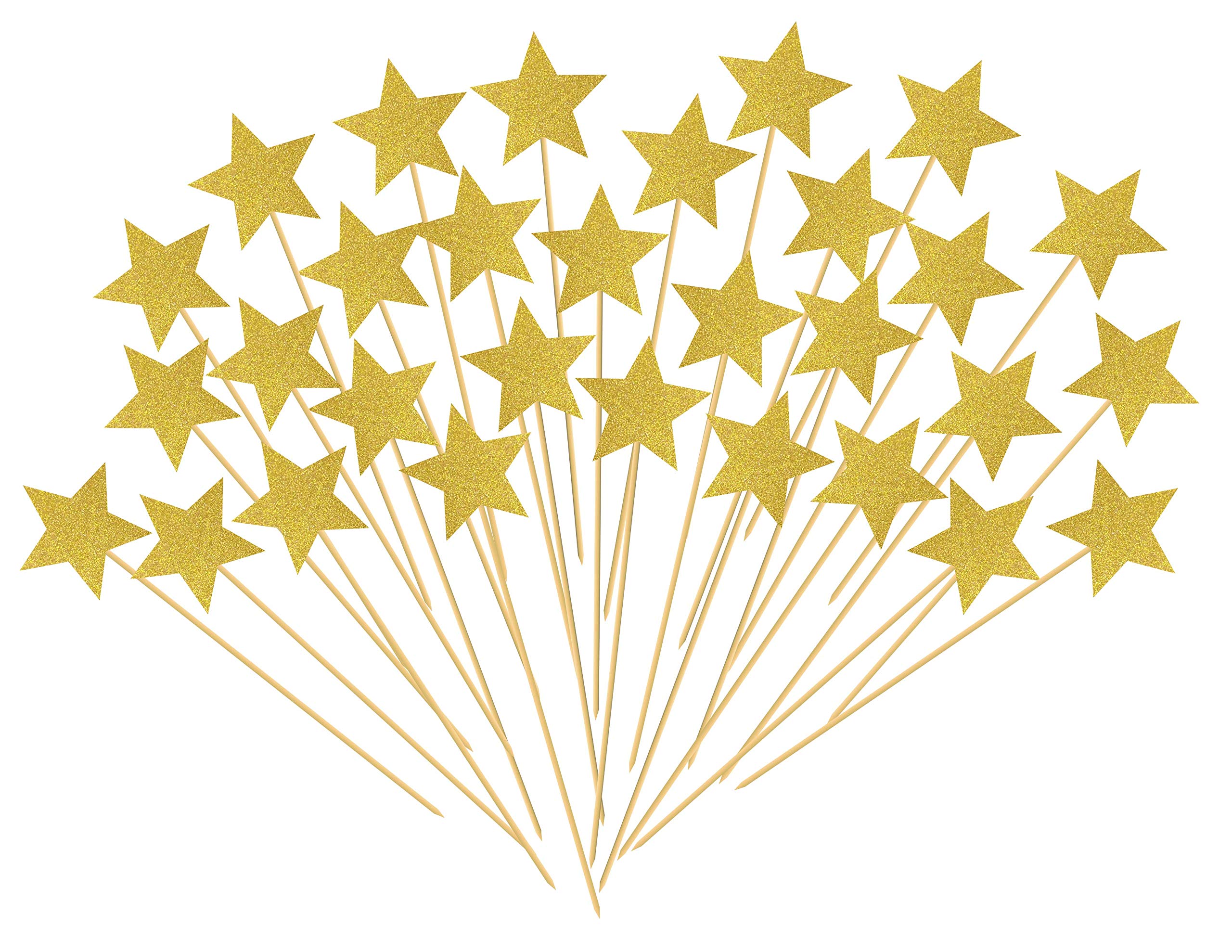 Buy SVM CRAFT® star cup cake topper, Gold Star Cupcake Toppers Twinkle ...