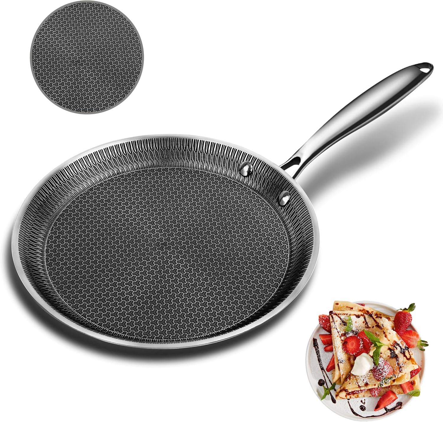Amazon.com: Bakpoco 10.6 Inch Crepe Pan Nonstick Pancake Pan, Multi-ply ...