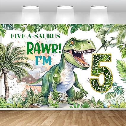 Amazon.com: dinosaur 5th birthday party decorations boy Five Rex Party ...