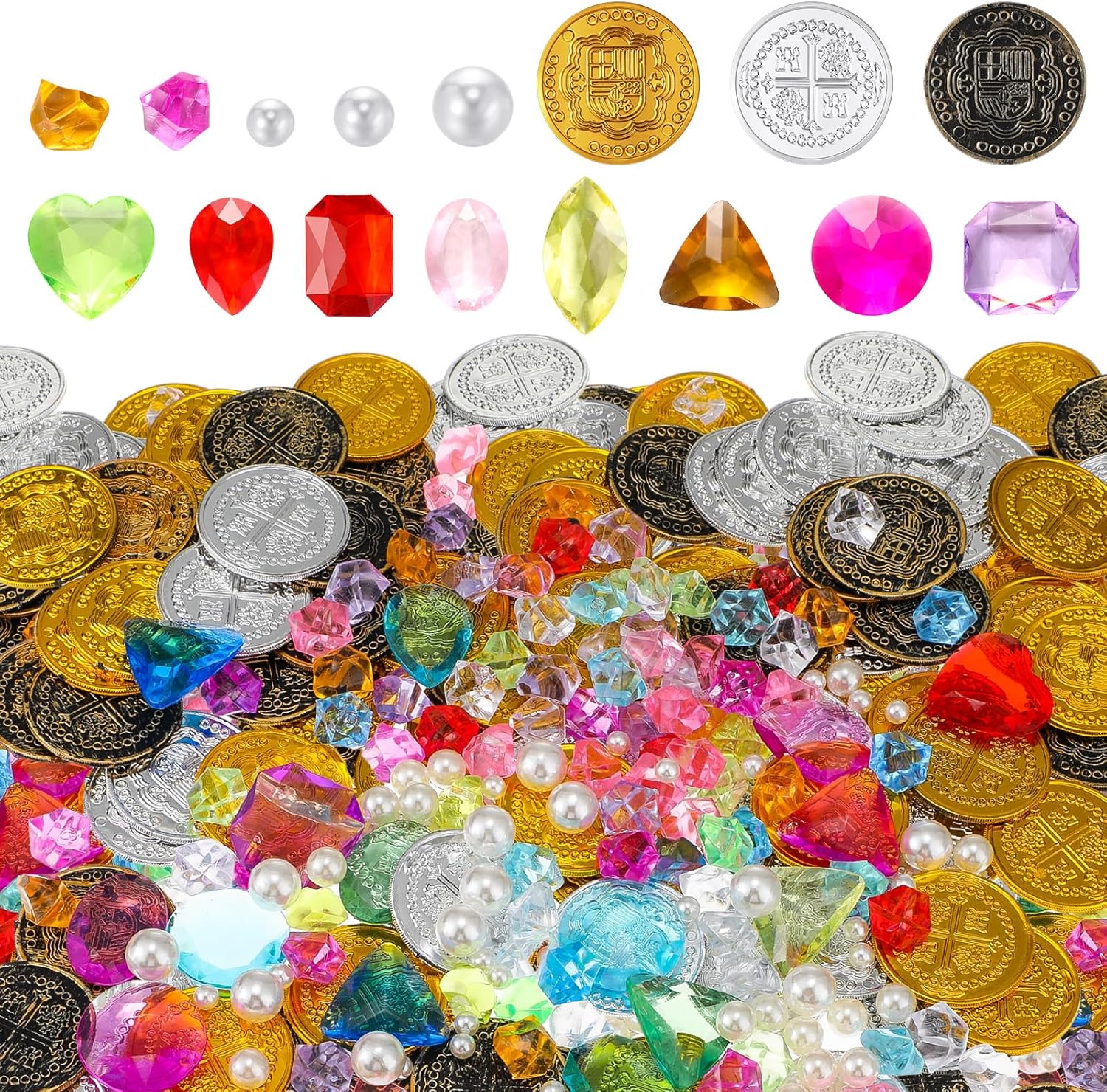Amazon.com: Hanaive 319 Pcs Pirate Treasure Gold Fake Coins Halloween ...