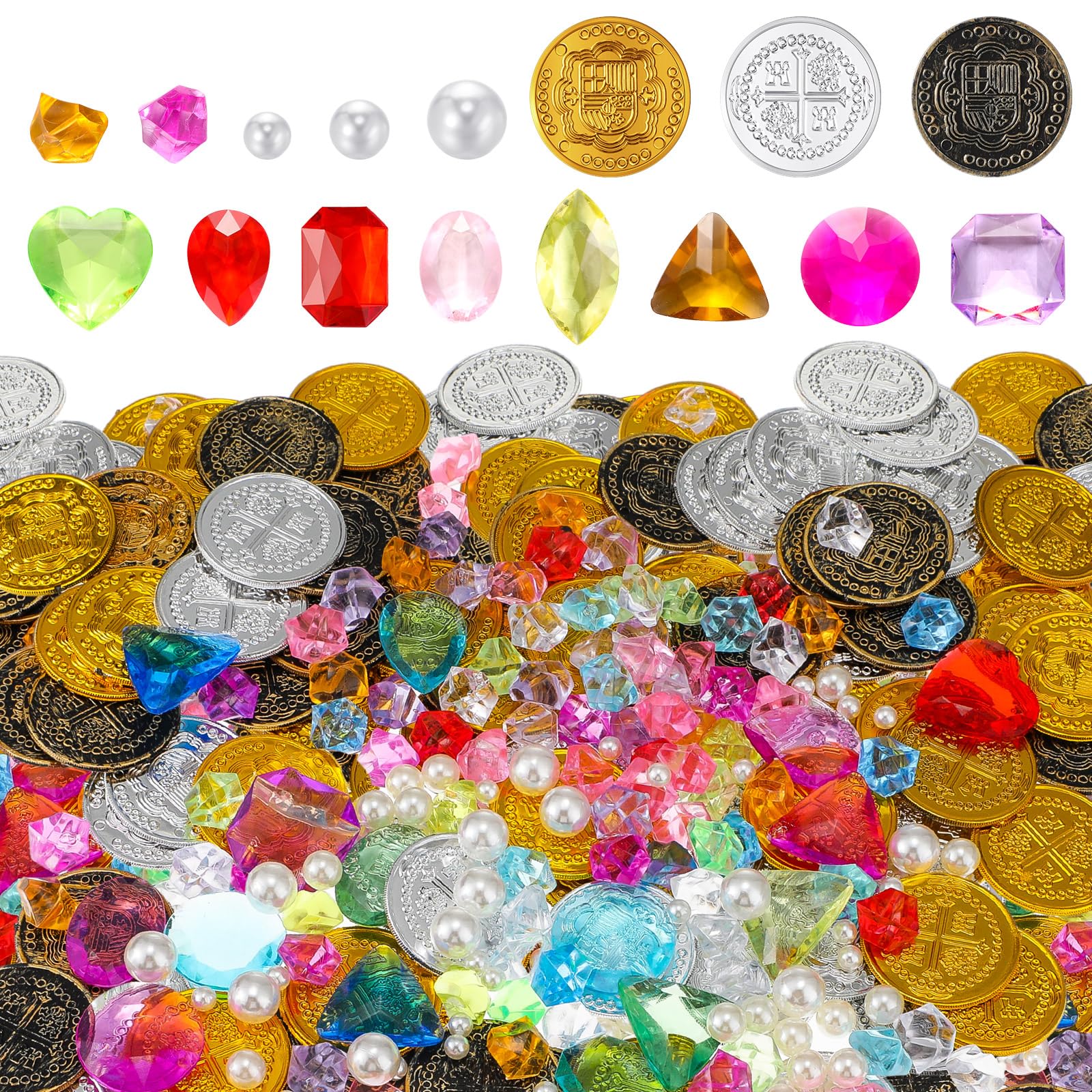Amazon.com: Hanaive 319 Pcs Pirate Treasure Gold Fake Coins Plastic ...