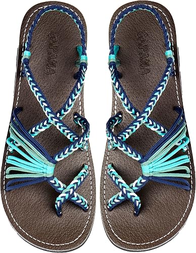 Amazon.com | Capana Handwoven Women's Flat Sandals,Strappy Sandals for ...