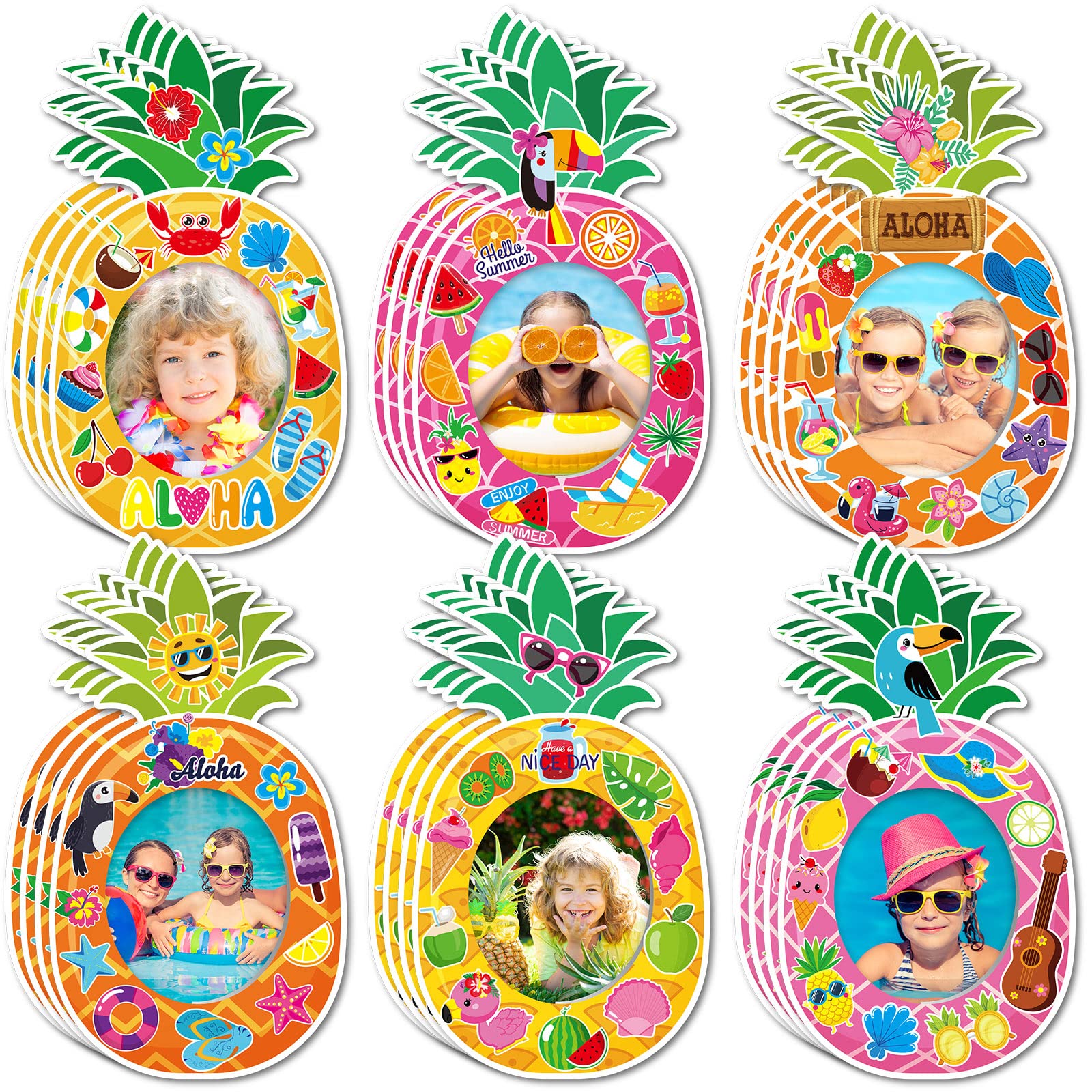 Amazon.com: Kigley 24 Pack Summer DIY Picture Frame Craft Hawaiian ...
