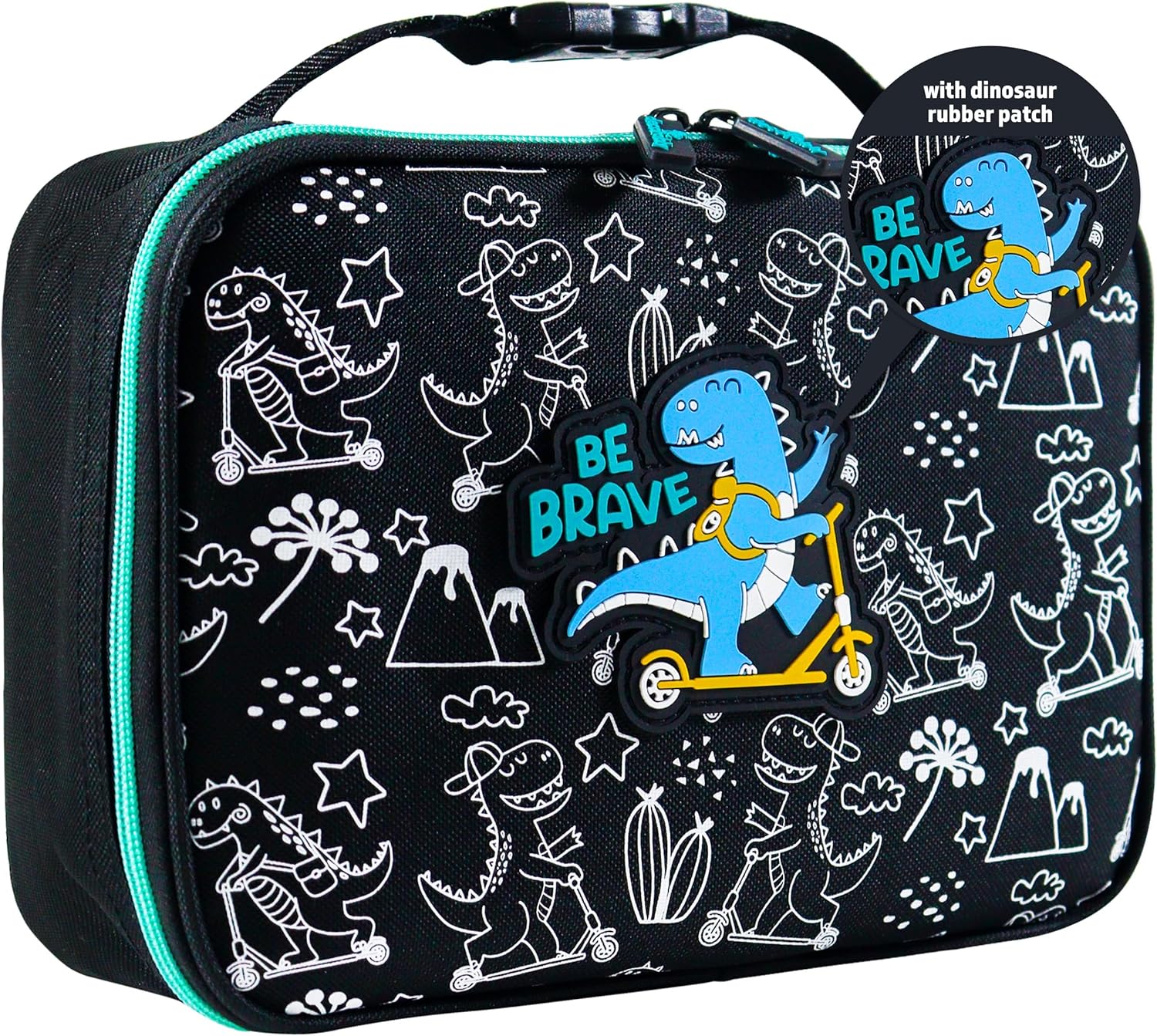 Amazon.com: Decorably Insulated Dinosaur Boy Lunch Bag for Kids with ...