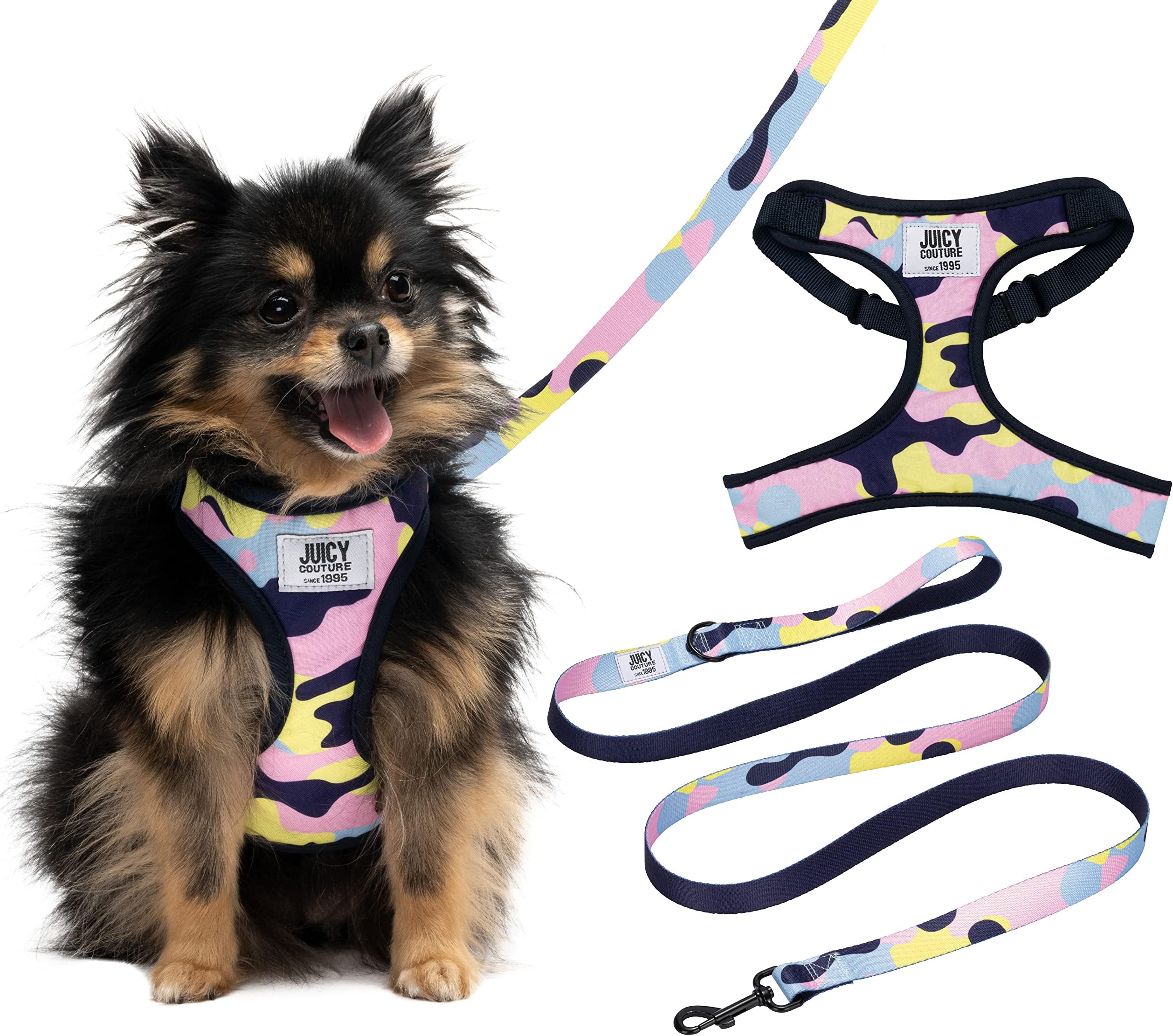 Amazon.com : Juicy Couture Colorful Camo Dog Harness and Leash Set ...