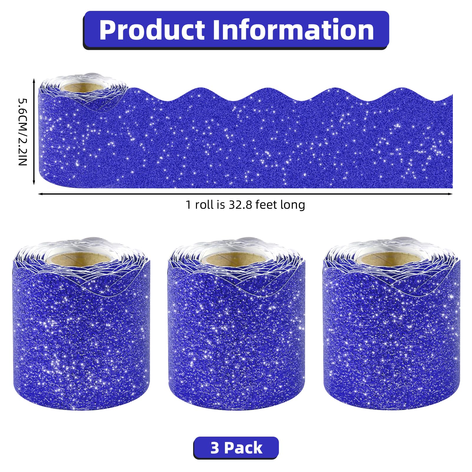 Snapklik.com : 3 Rolls 98.4 Ft Glitter Bulletin Board Borders Set ...