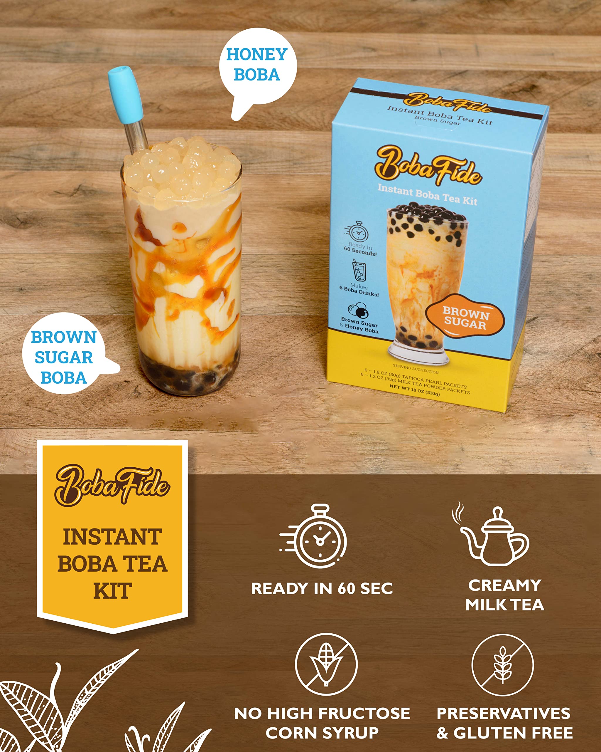Buy BOBA FIDE Instant Boba Bubble Milk Tea Kit - Chewy Honey Boba ...
