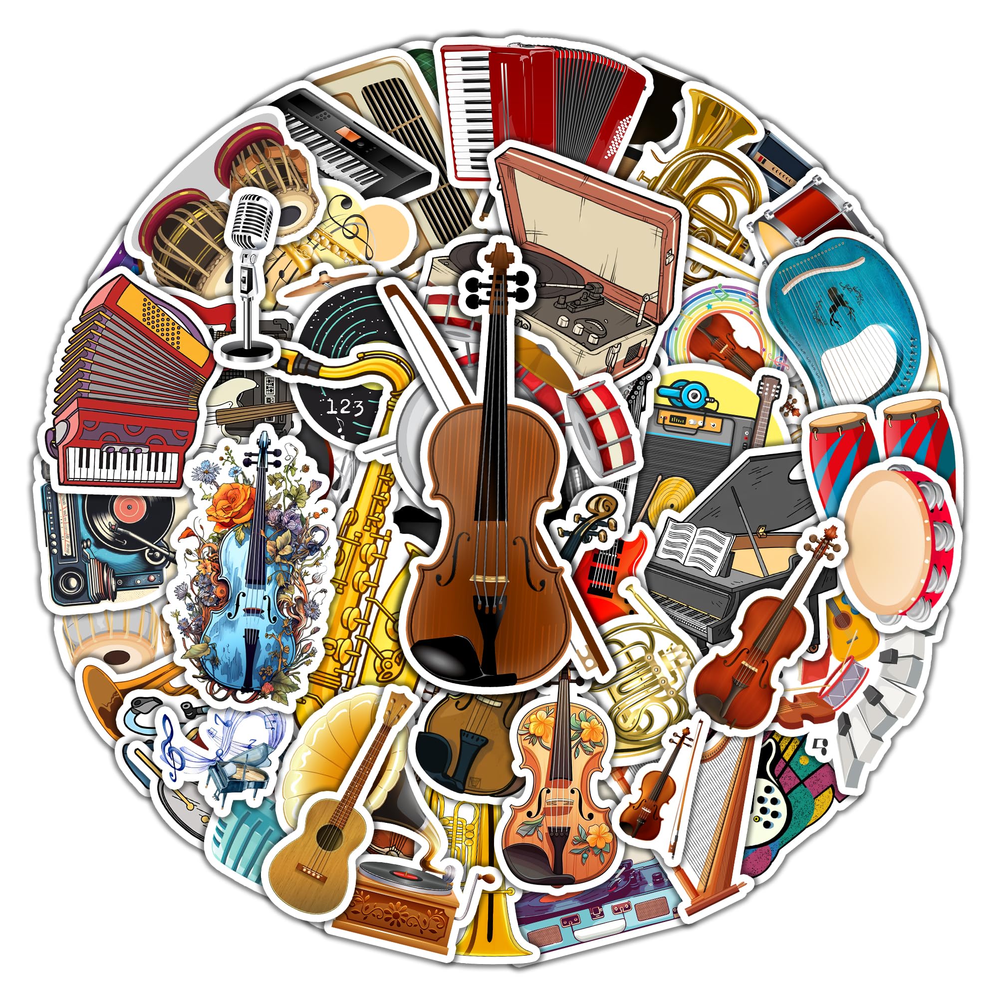 Amazon.com: BIGZORO 50 PCS Musical Instrument Stickers Cute Aesthetic ...