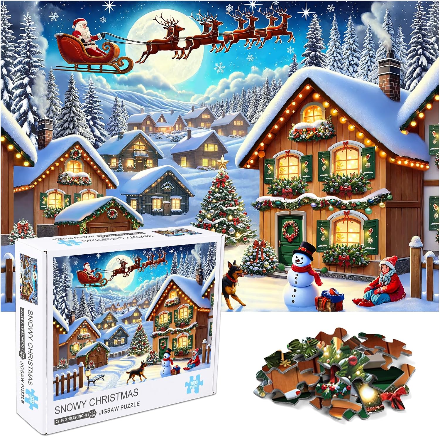 Amazon.com: crowm Christmas Jigsaw Puzzle for Adults, 1000 Pieces ...