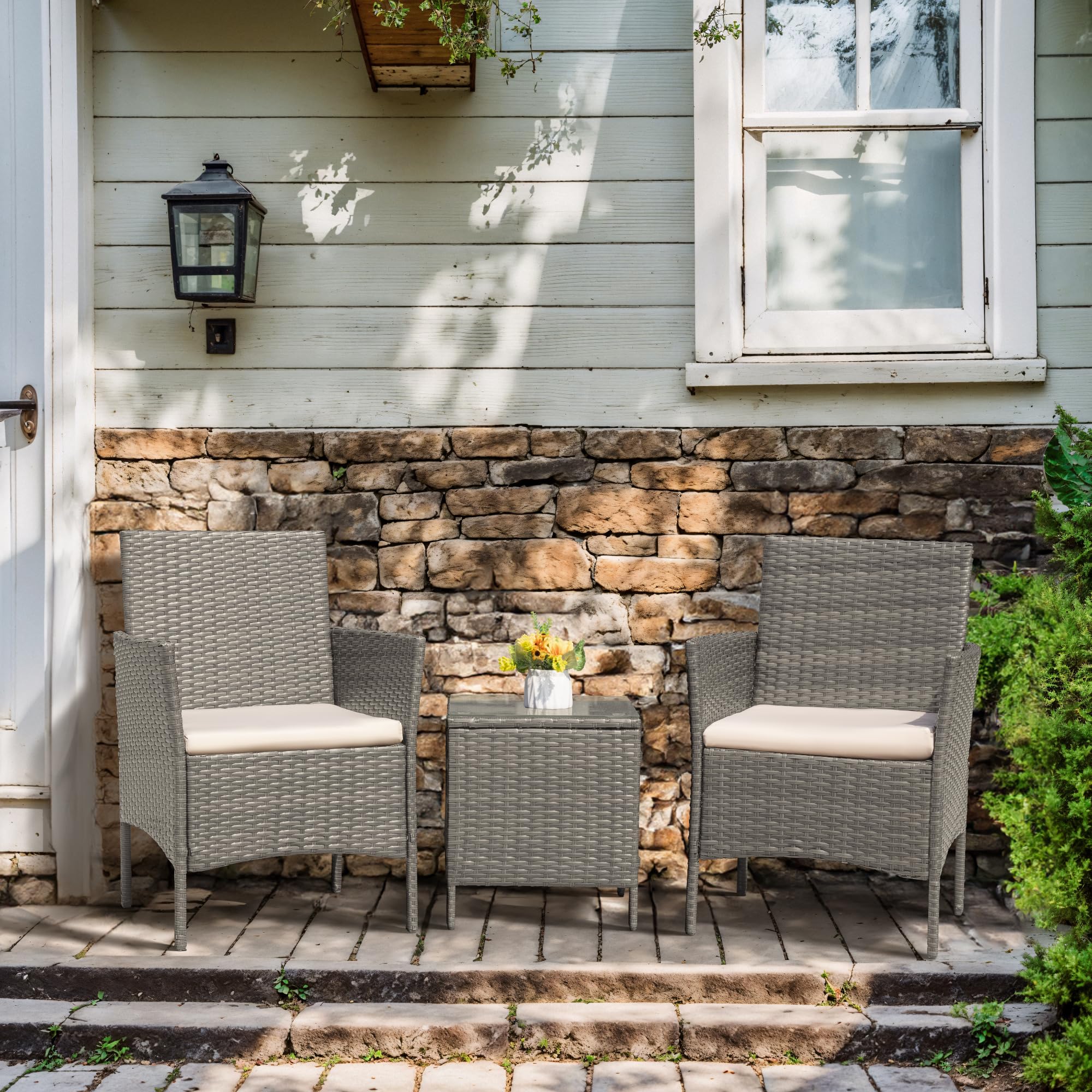 Snapklik.com : Flamaker Patio Furniture Set 3 Pieces All-Weather Rattan ...