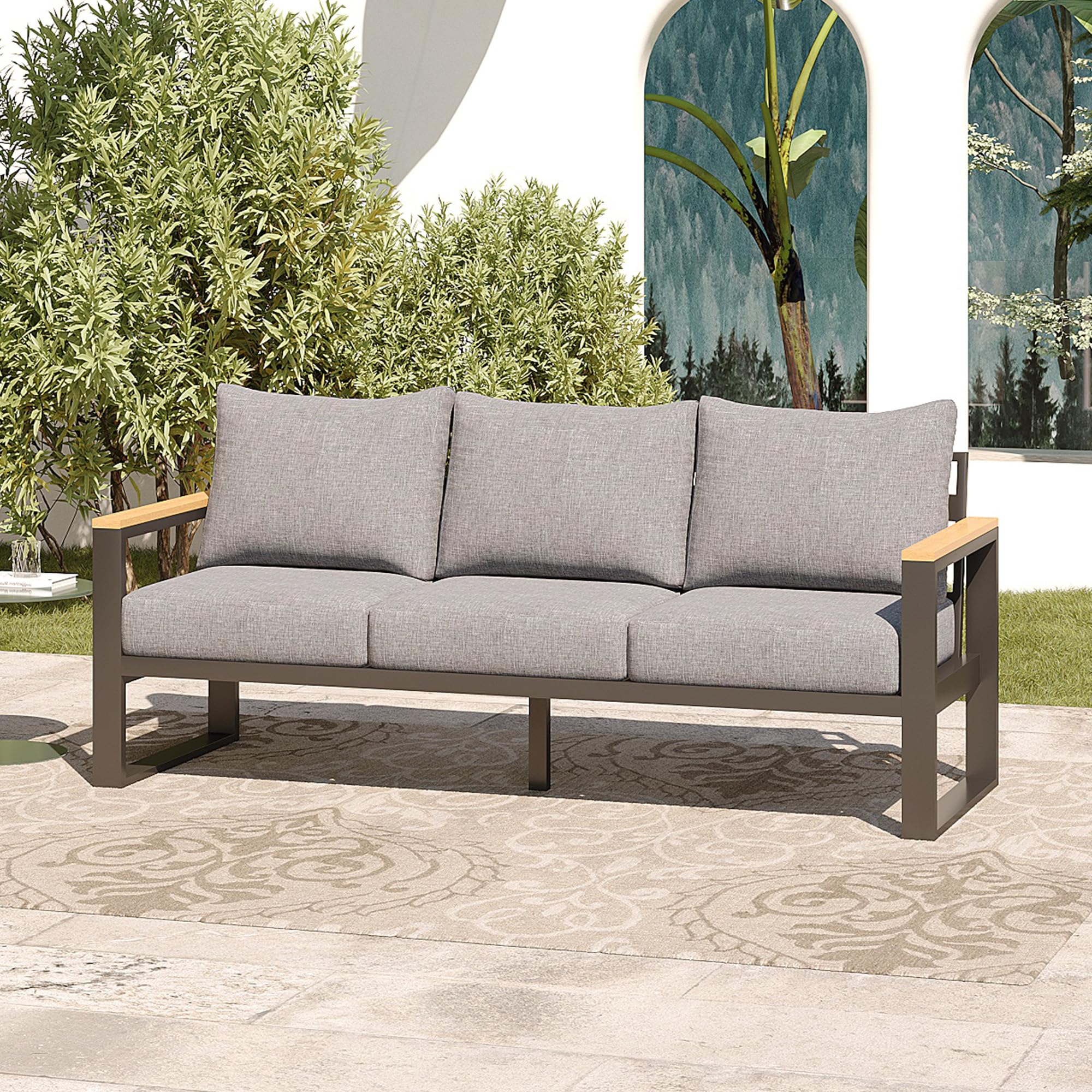 Amazon.com : Sundale Outdoor Patio Furniture Aluminum Sofa, All-Weather ...