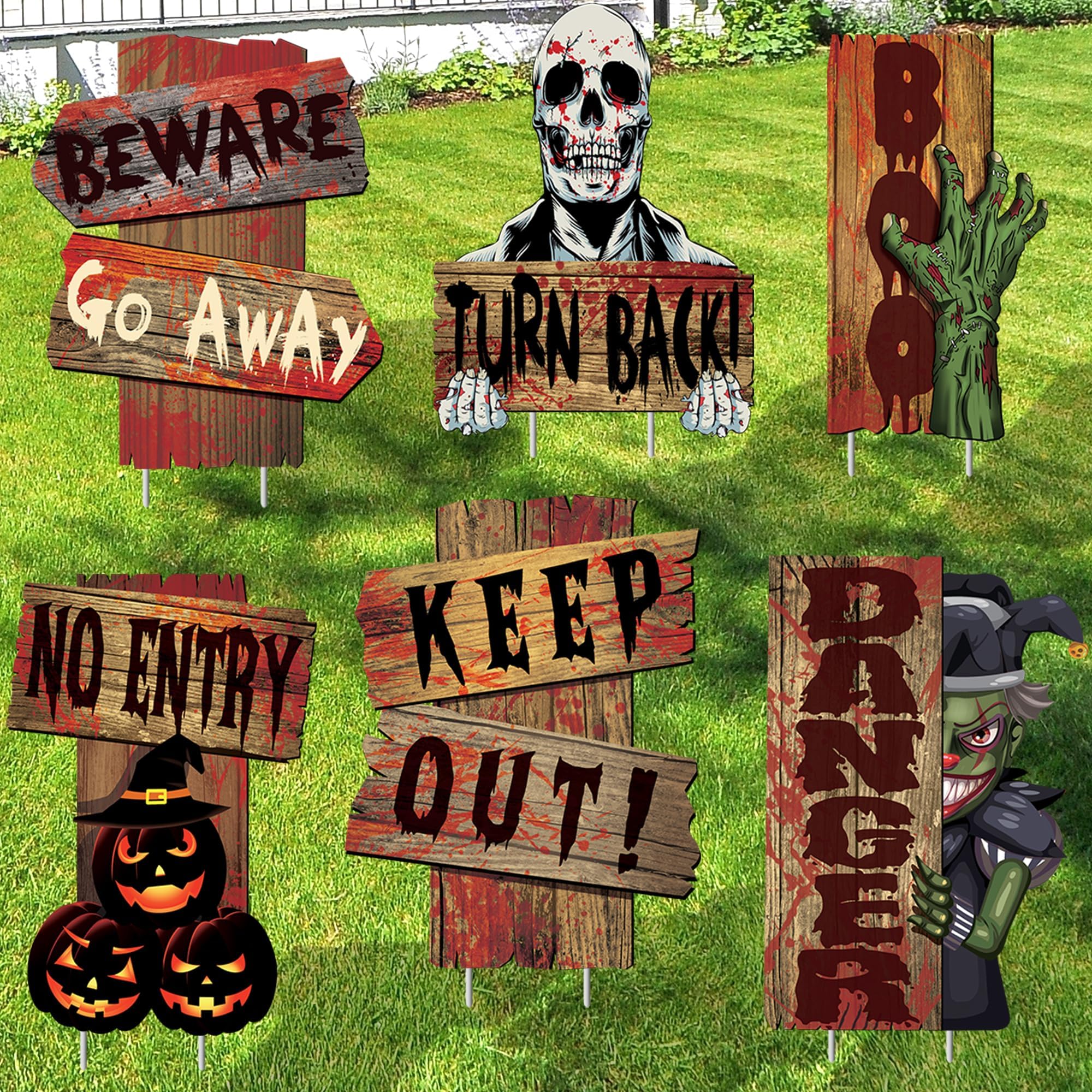 Amazon.com : KatchOn, Halloween Spooky Do Not Enter Signs - Pack of 6 ...