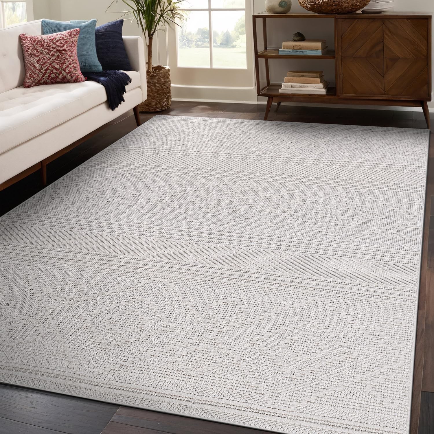 Amazon.com: Beverly Rug Micro Loop Area Rug White 5x7 Modern Luxury ...