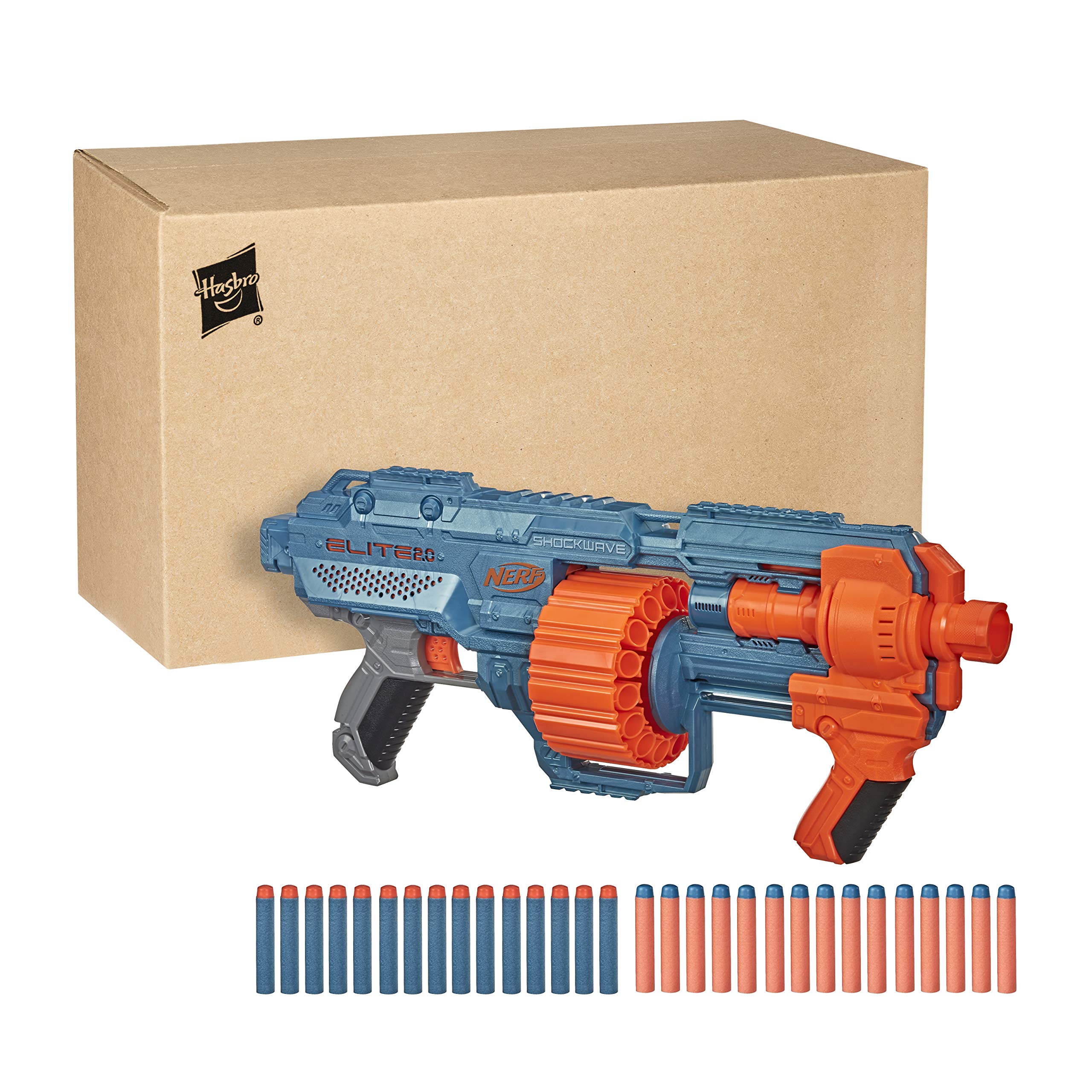 Nerf Elite 2.0 Shockwave RD-15 Blaster, 30 Nerf Darts, 15-Dart Rotating ...