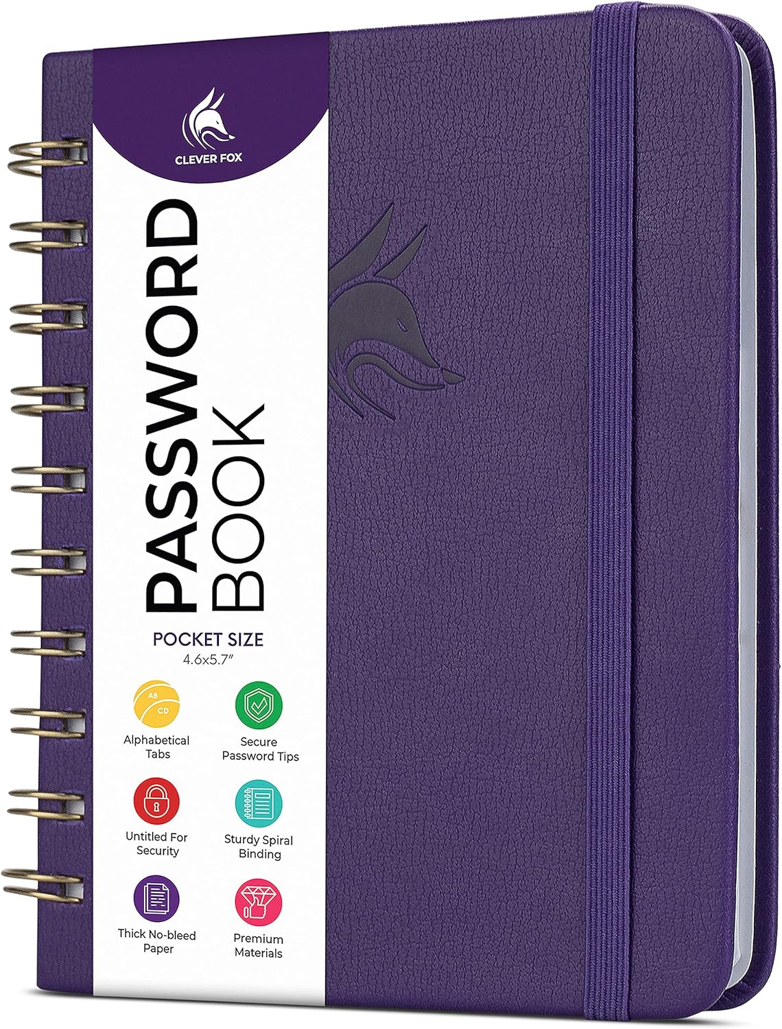 Clever Fox Password Book Spiral – Mini Internet Address & Password ...