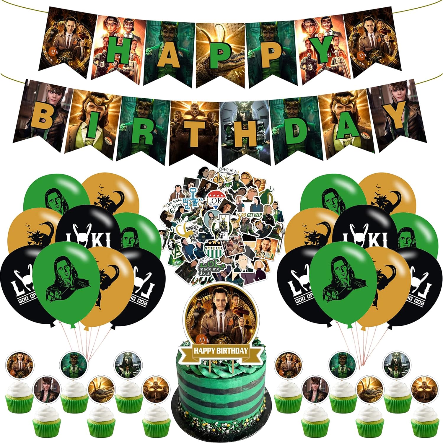 Buy 85Pcs Loki Party Decorations Tom Hiddleston Birthday Party Supplies ...