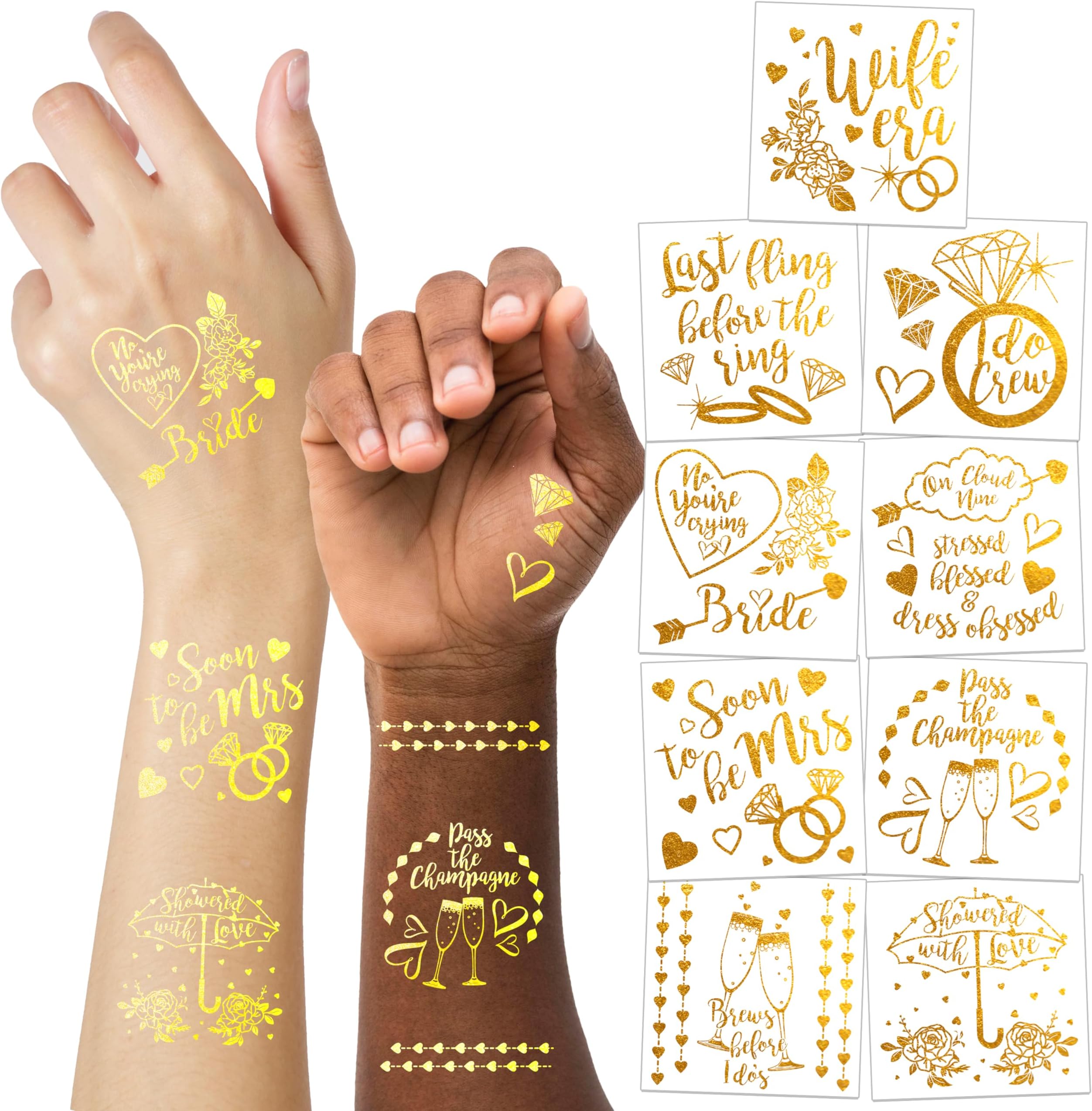 Amazon.com : Mr. and Mrs. Wedding Rings Temporary Tattoo Water ...