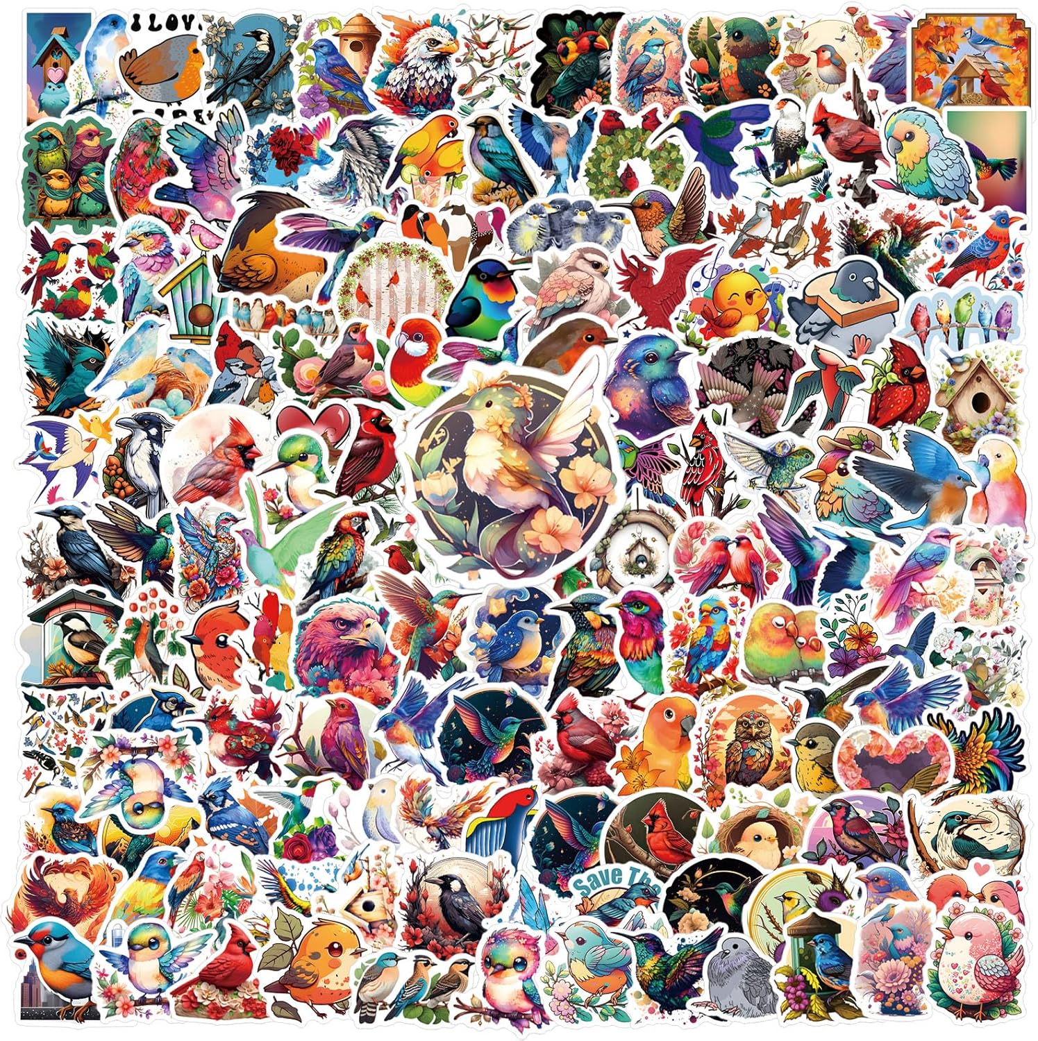 Amazon.com: 200Pcs Bird Stickers Pack, Cartoon Cute Aesthetics Vinyl ...