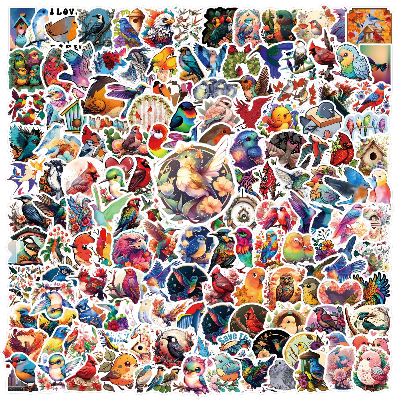 Amazon.com: 200Pcs Bird Stickers Pack, Cartoon Cute Aesthetics Vinyl ...
