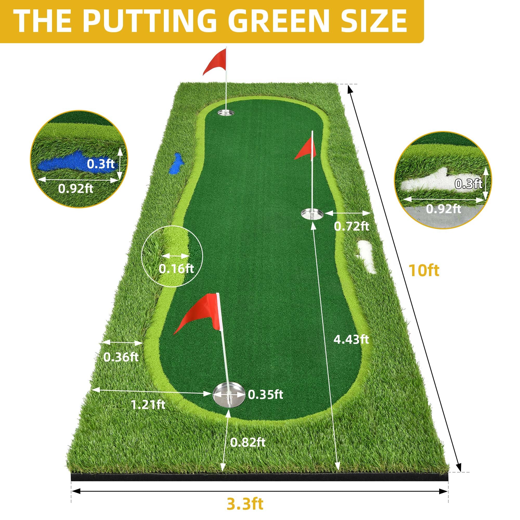 DWVO Golf Putting Green Practice Putting Mat, Large Golf Putting Mats ...