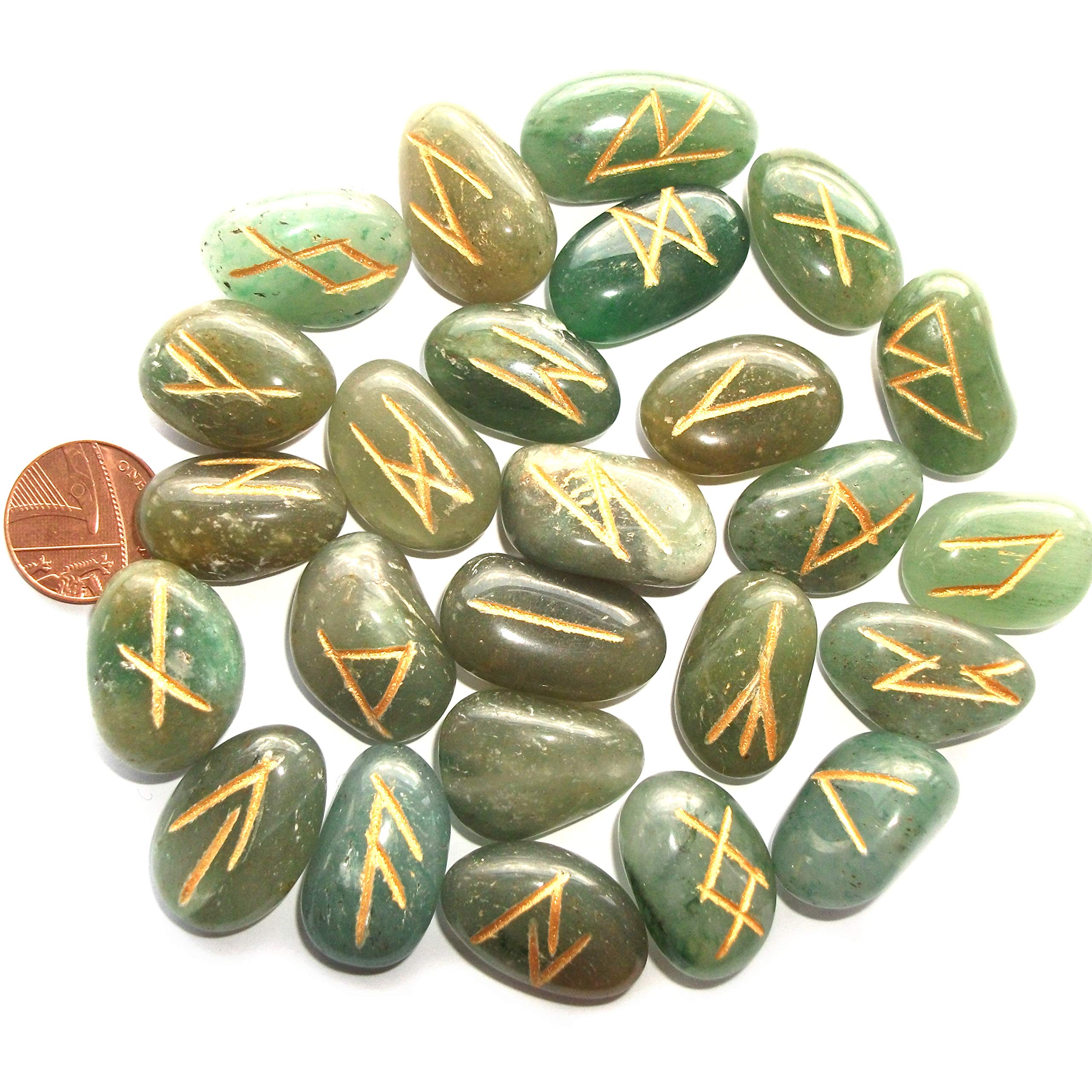 Green Aventurine Rune Stones And Pouch Elder Futhark Pagan Nordic ...
