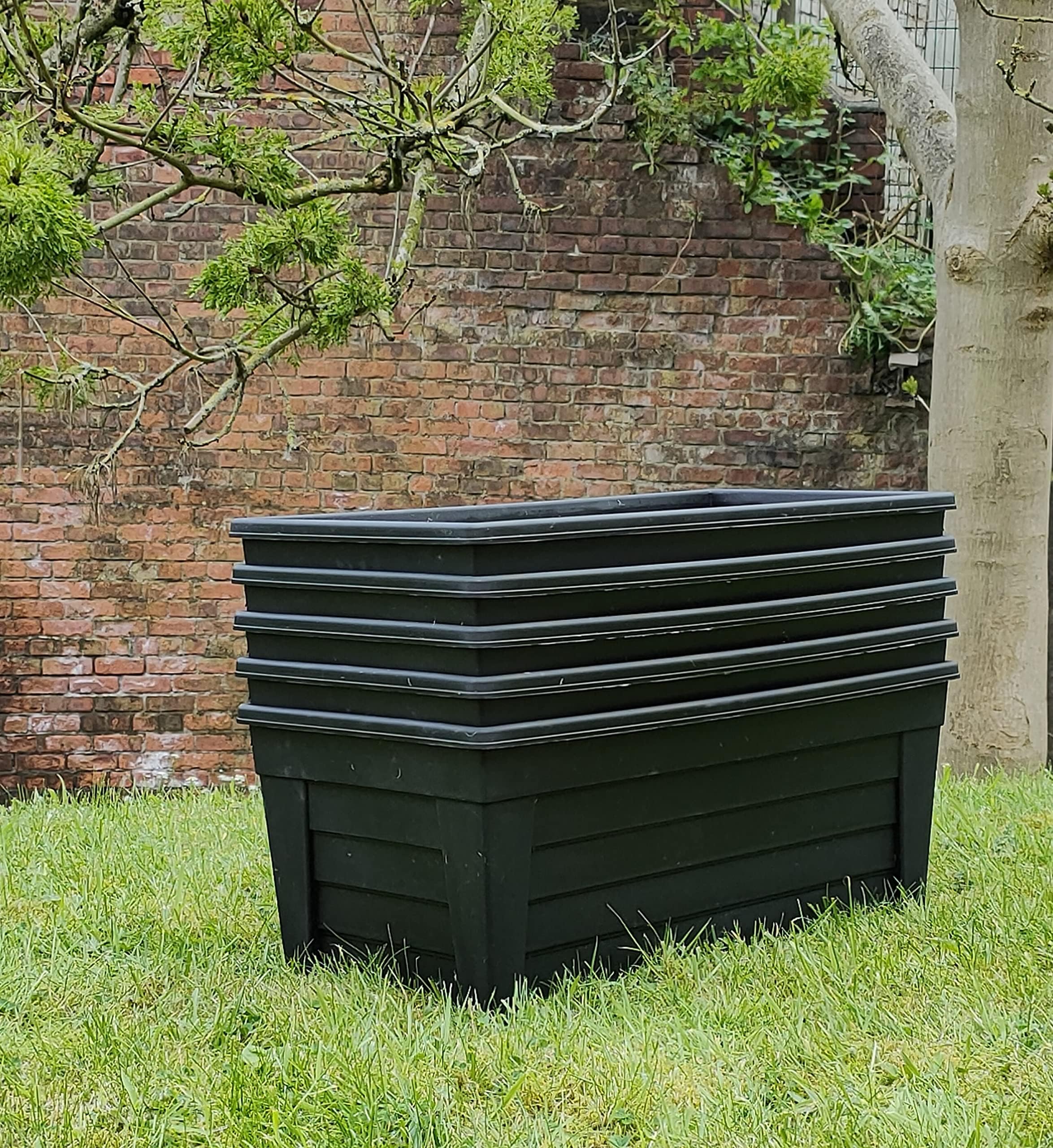 COS 55cm Ebony Trough Planter - Long Plastic Planter Pot for Indoor and ...