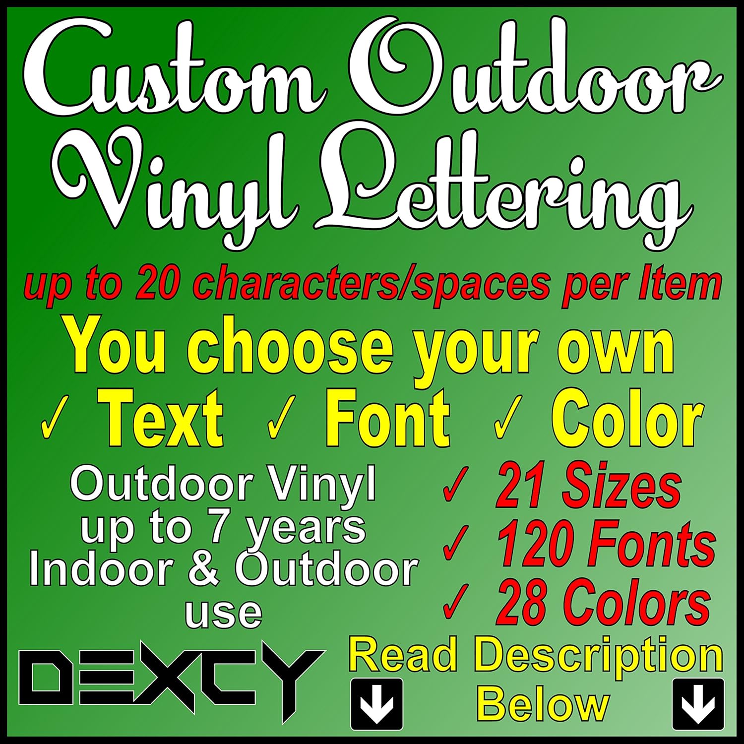 Amazon.com: 13” by up to 130” long Custom Vinyl Lettering / Custom ...