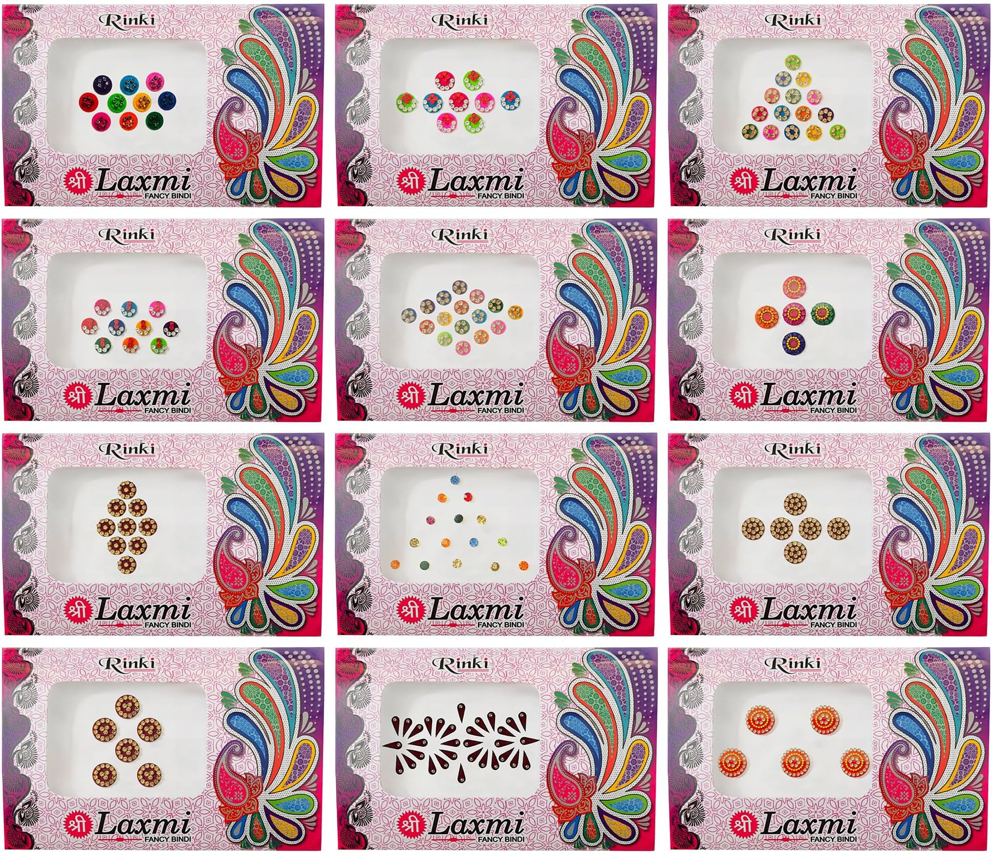 Amazon.com : 12 Combo Bindi Packs All in One- Multicolored Face Jewels ...