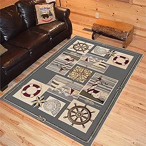Amazon.com: USHIRUG Nautical Compass Area Rug, 3x4ft, Vintage Ocean ...