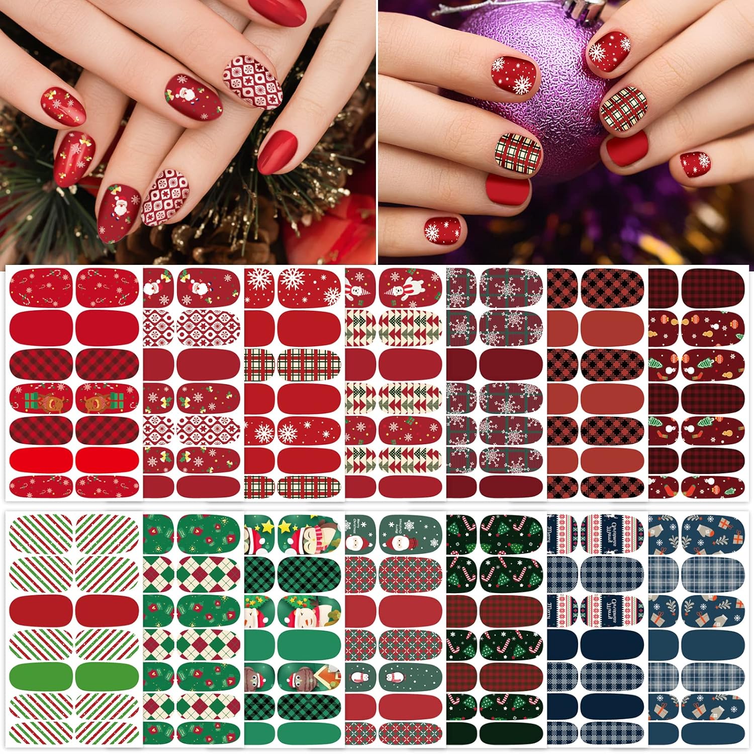 Amazon.com: TailaiMei 14 Sheets Christmas Nail Wraps Stickers Nail ...