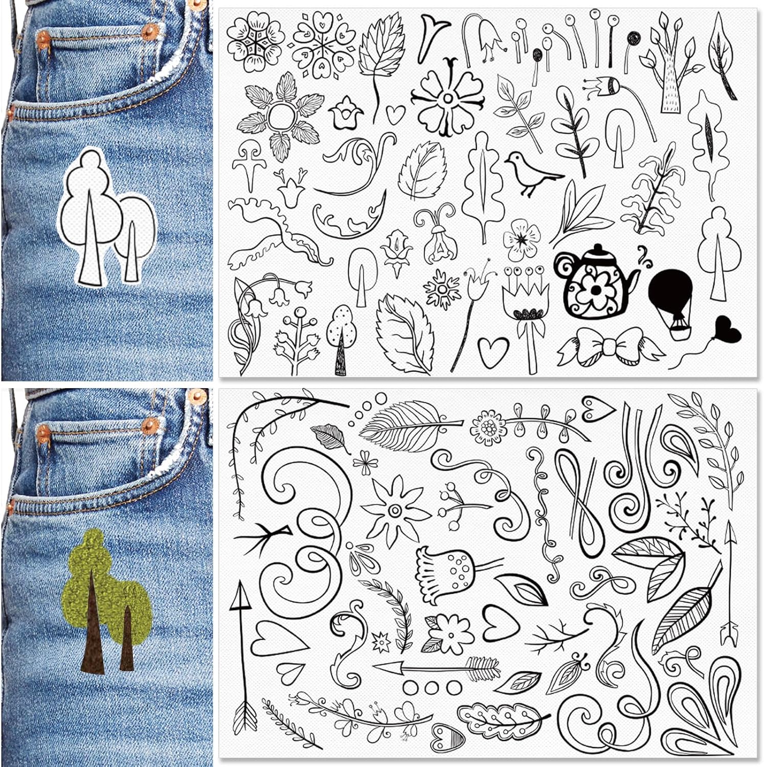 Amazon.com: Patemby Embroidery Pattern Water Soluble Embroidery ...